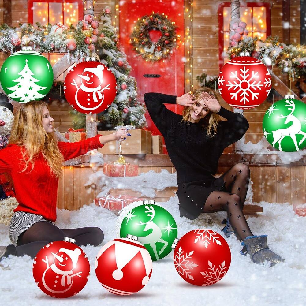 RTMB 12 Pcs 9" Inflatable Christmas Balls, PVC Outdoor Hanging ...