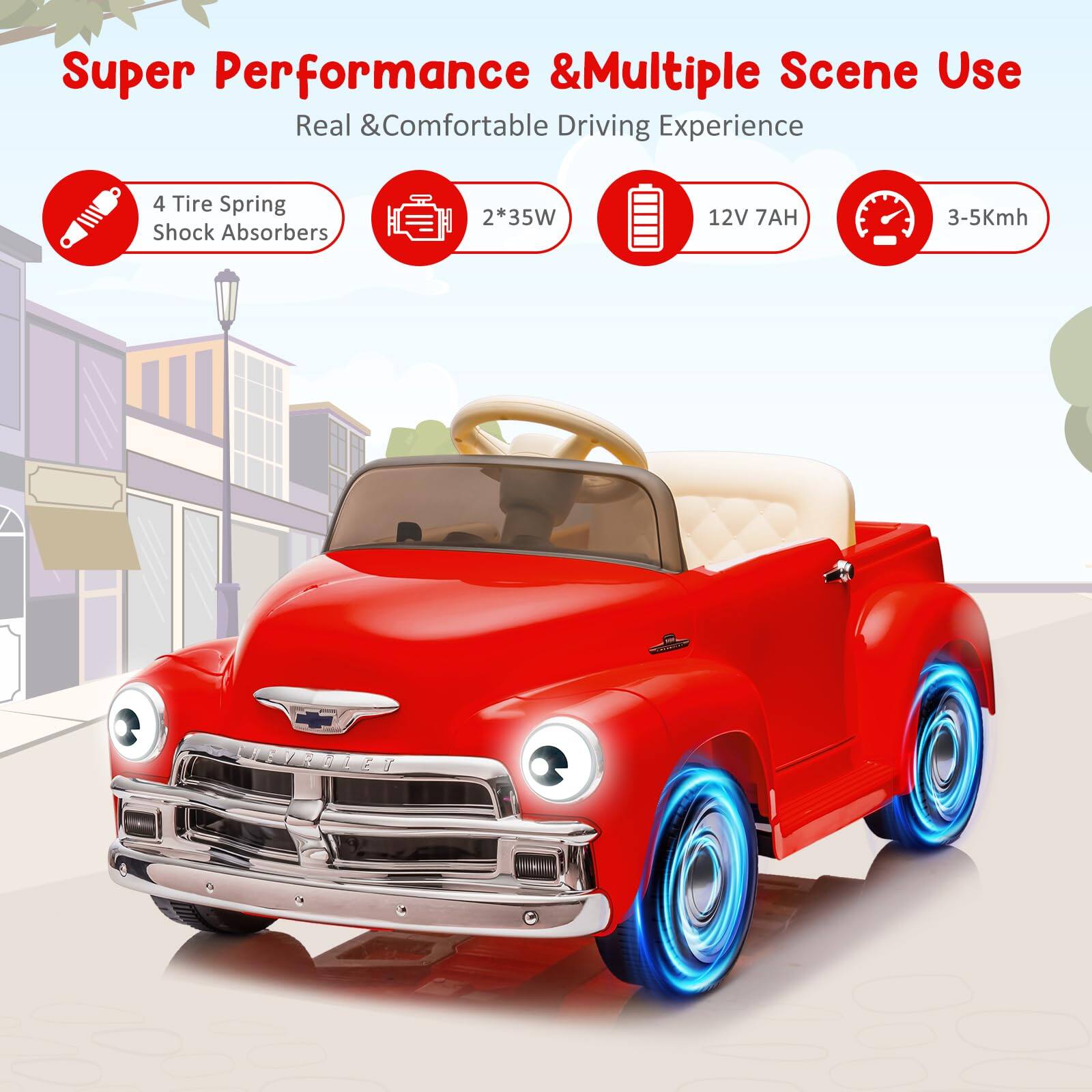 GARVEE 12V Kids Chevrolet 3100 Pickup Ride On Car, Remote Control, MP3 ...