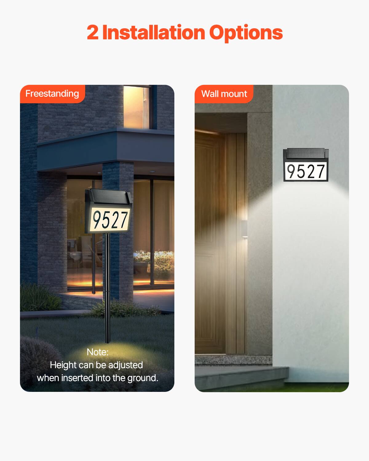 VEVOR Solar Address Sign, 3 Colors House Numbers for Outsides ...