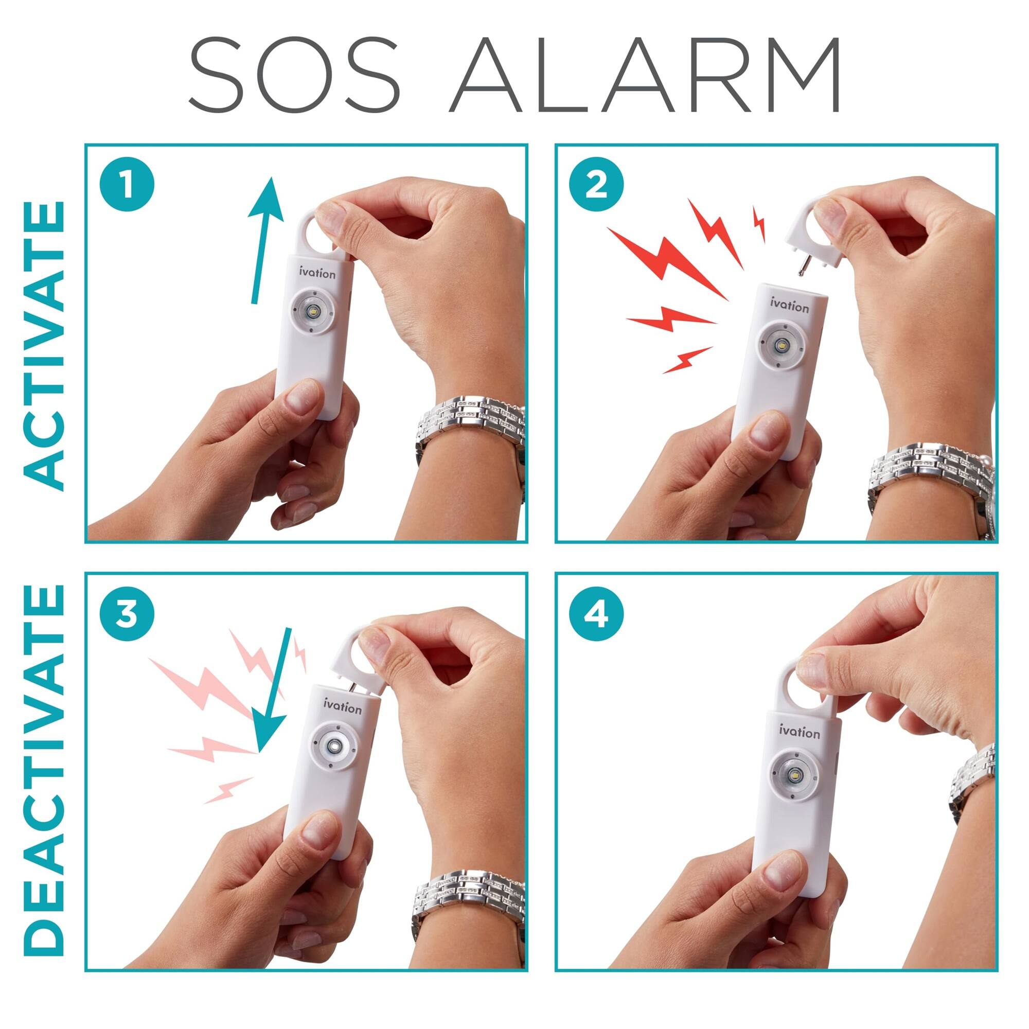 Ivation Personal SOS Keychain Alarm, 130 dB Rechargeable Personal Alarm ...