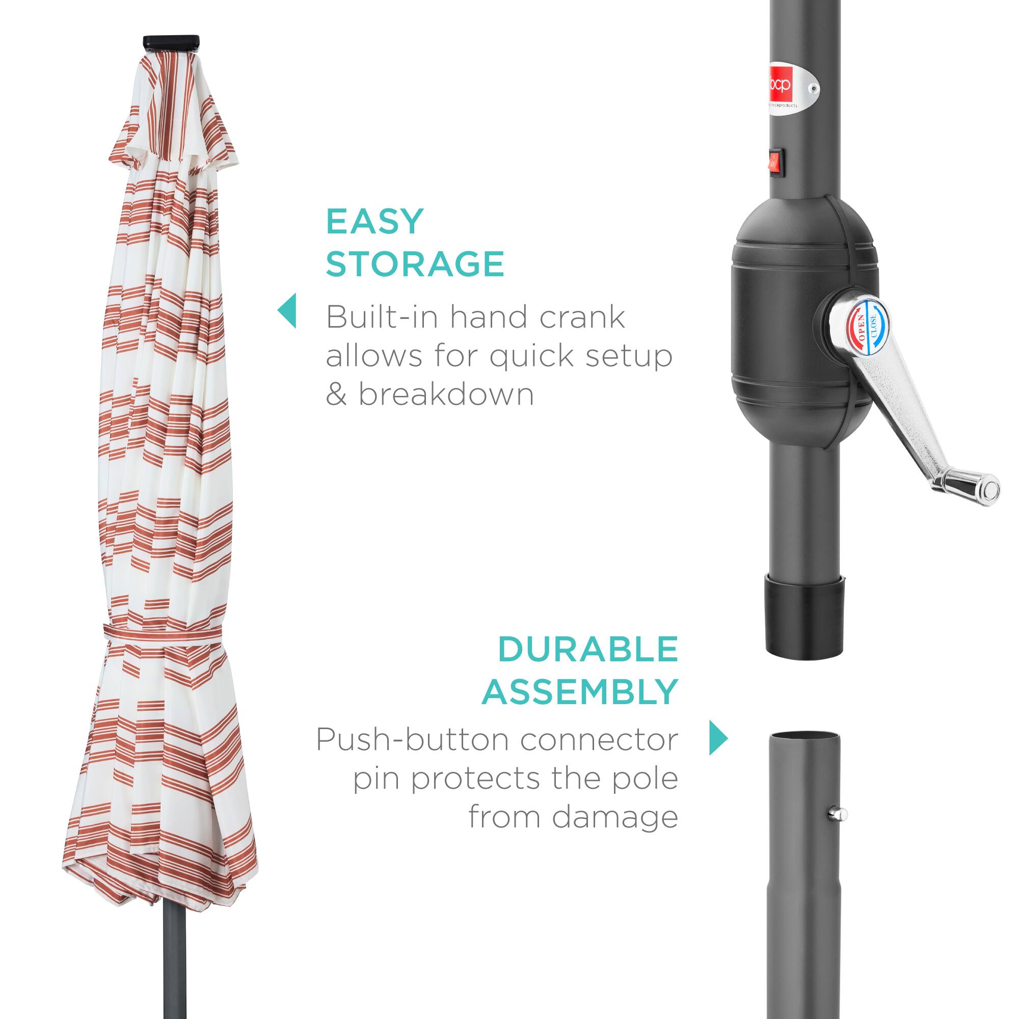 Best Choice Products 10ft Solar LED Lighted Patio Umbrella w/ Tilt ...