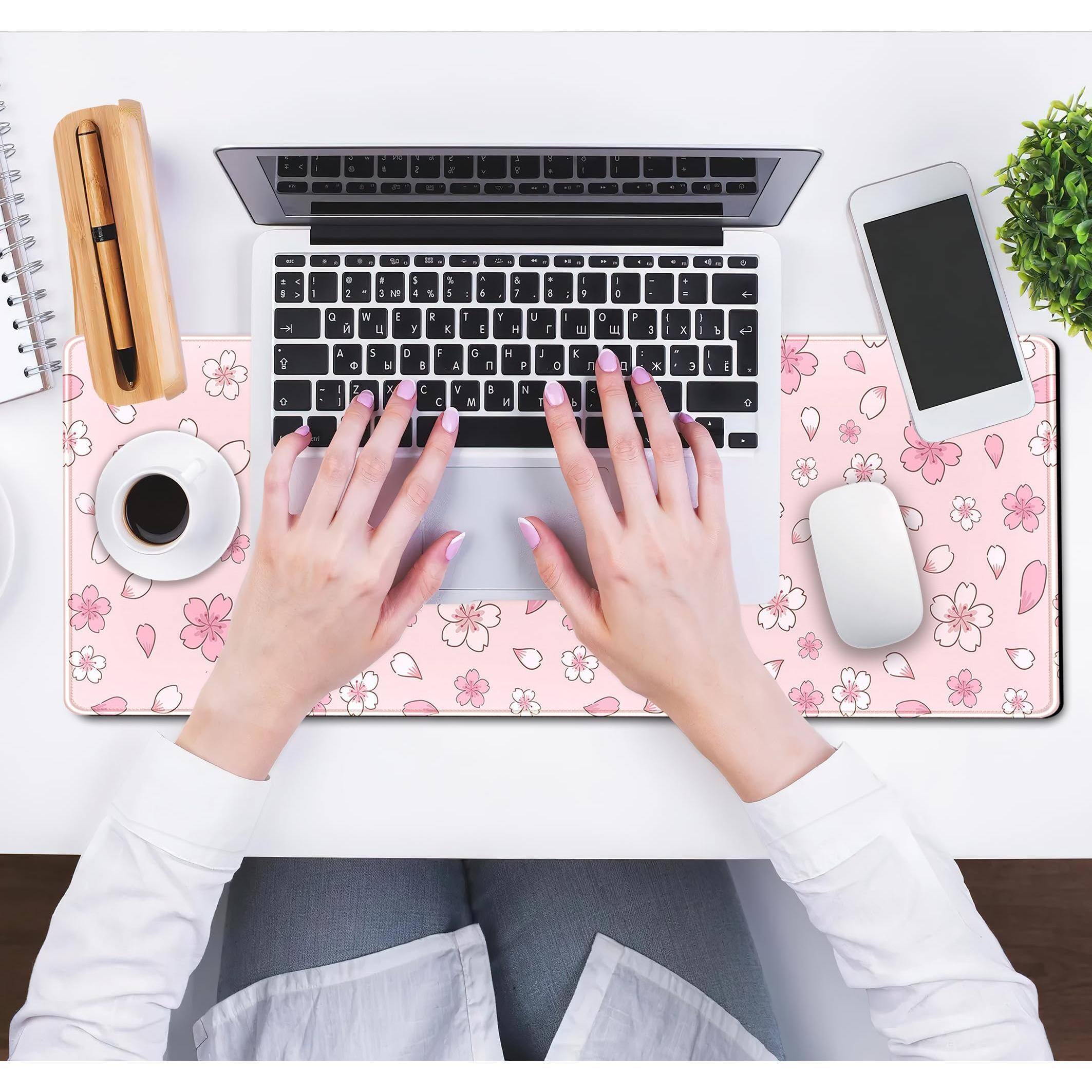 Comfort Essence Cherry Blossom Mouse Pad Pink Xl Large Extended Gaming ...