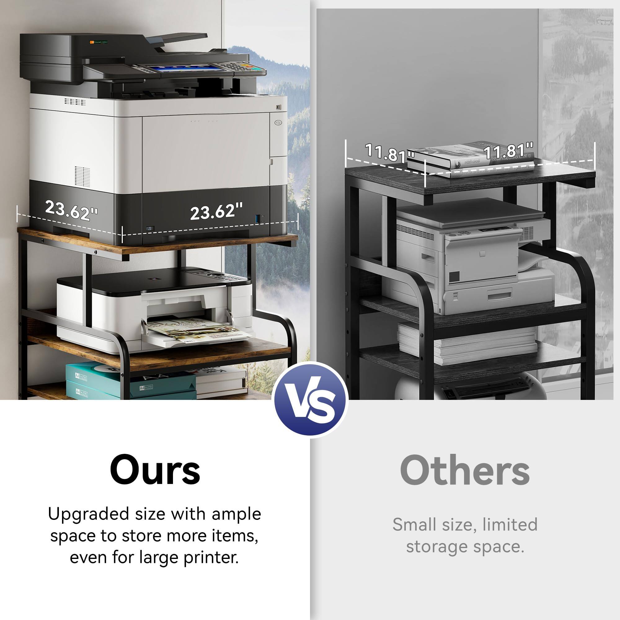 JETRANSPORT 4 Tier 24" X Printer Stand With Adjustable Storage Shelf ...