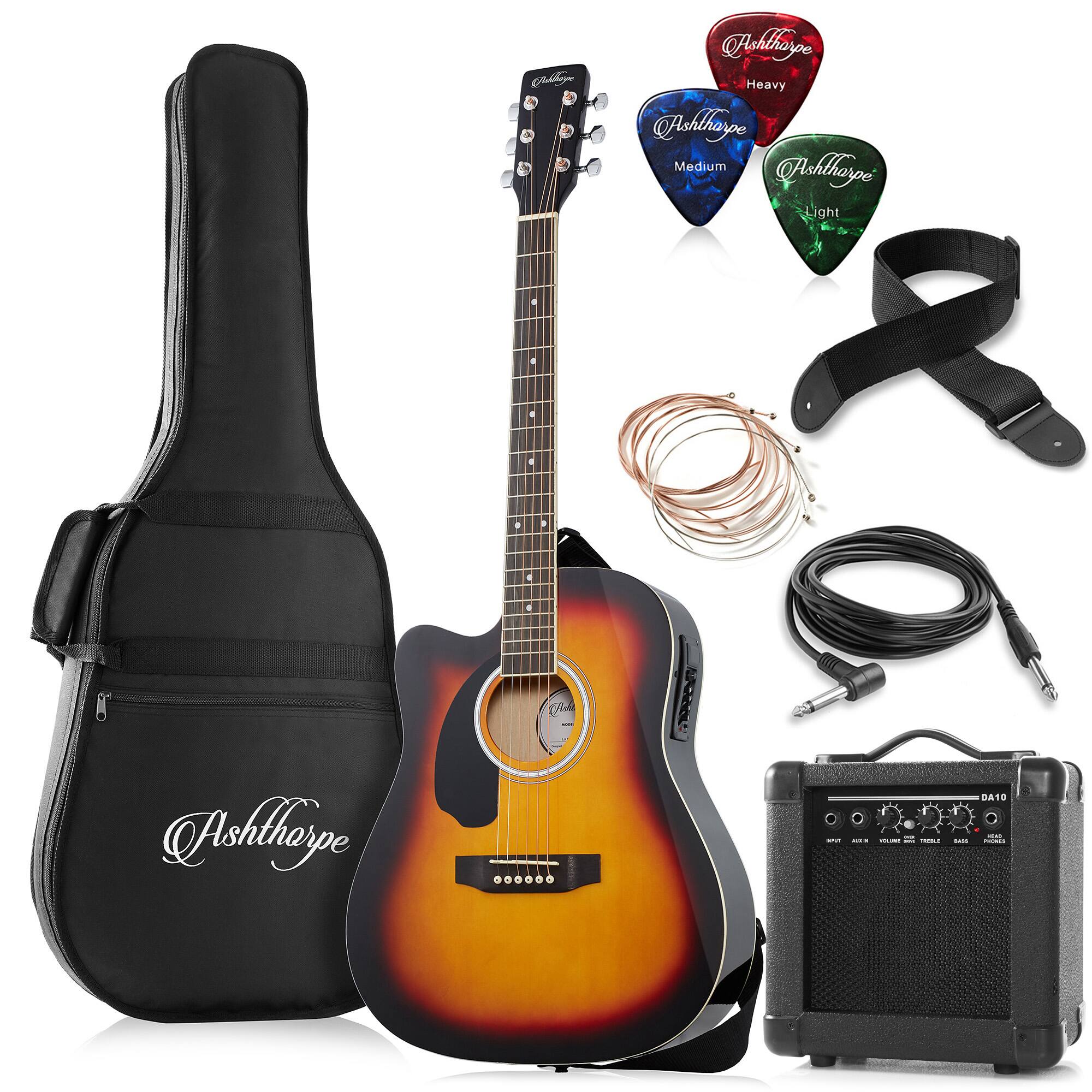 Ashthorpe 41 in Left Hand Dreadnought Cutaway Acoustic Electric Guitar ...
