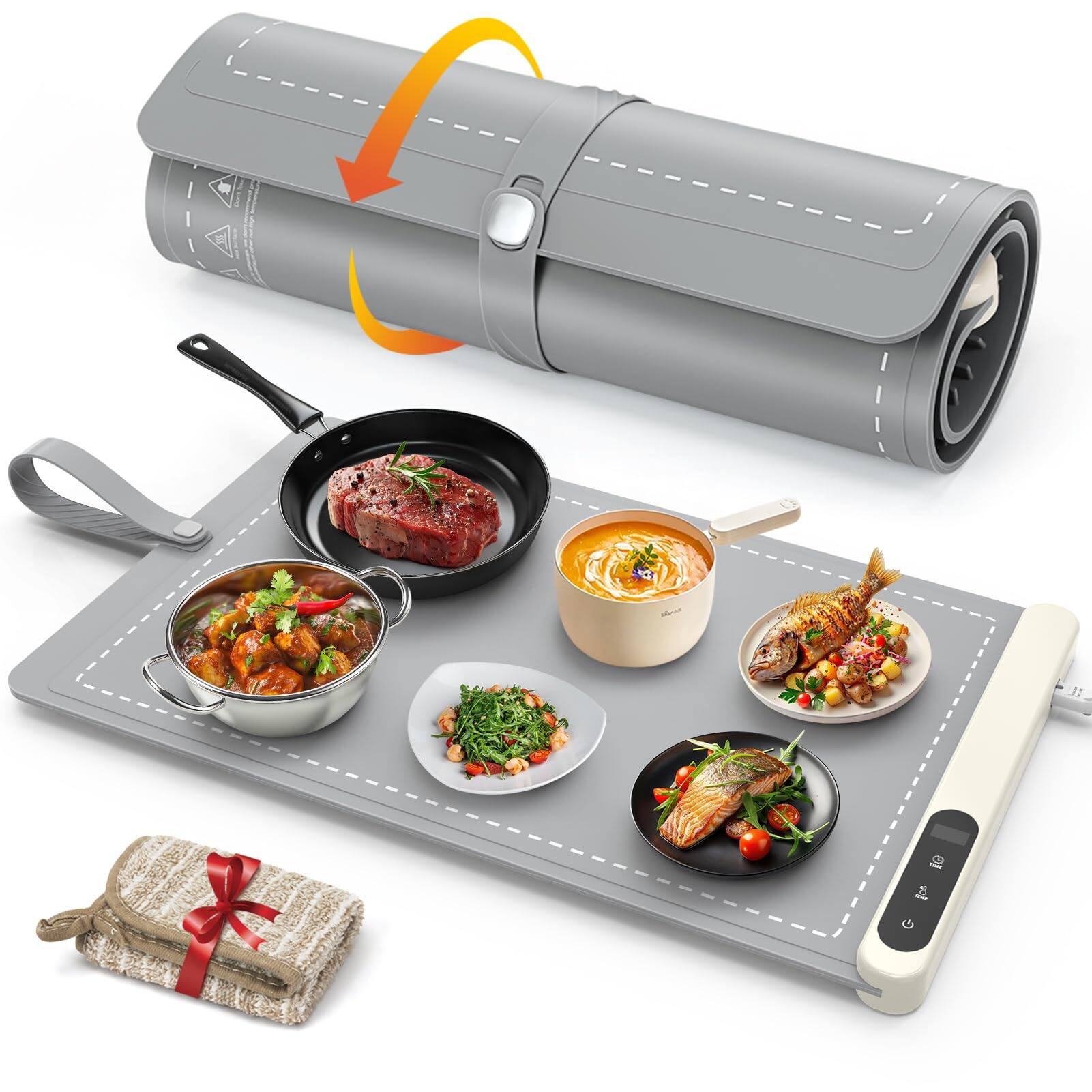PARKER SLATER Food Warming Mat with 6 Temp Heat resistant Pad Tray ...