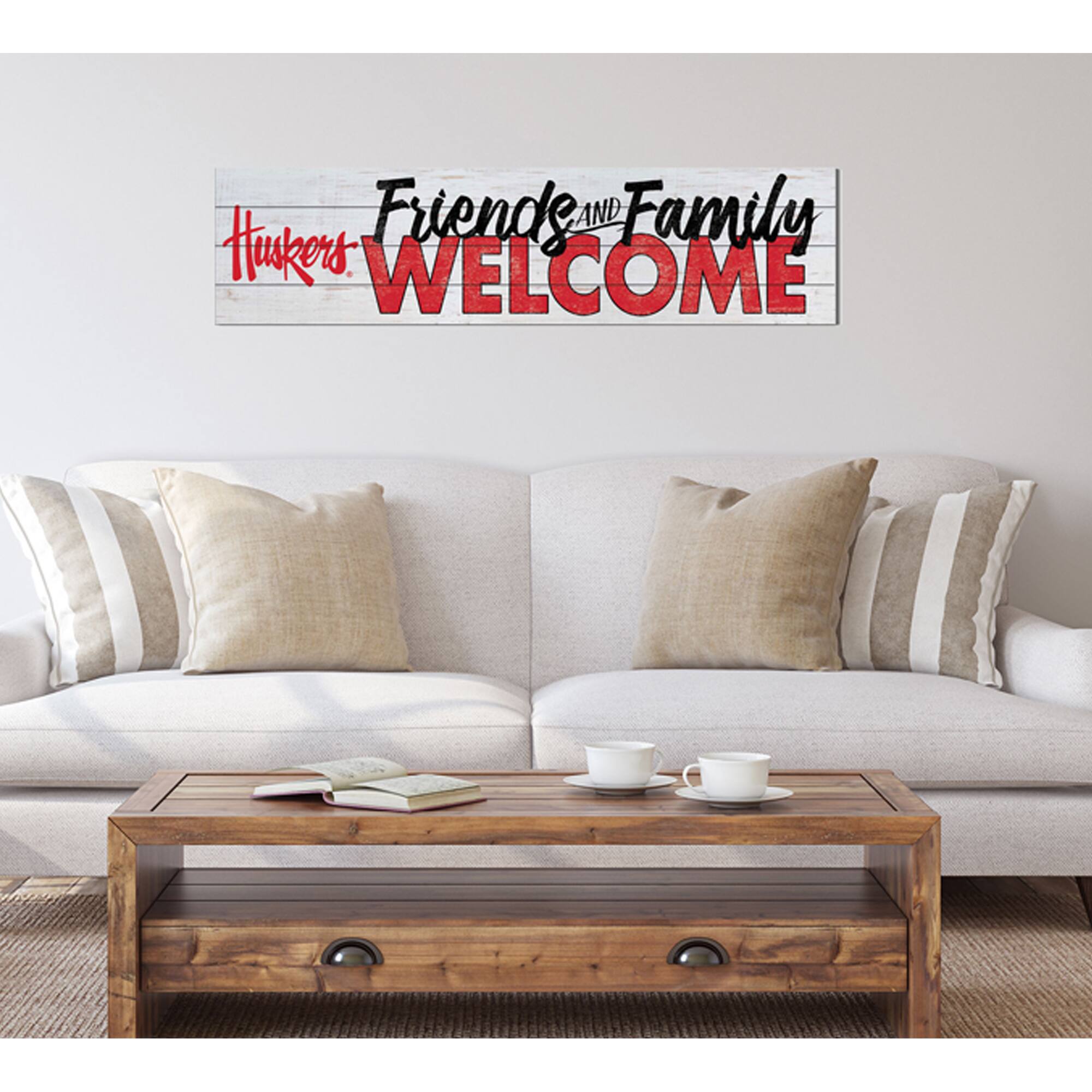 Jardine Nebraska Huskers 10'' x 40'' Friends & Family Welcome Sign ...