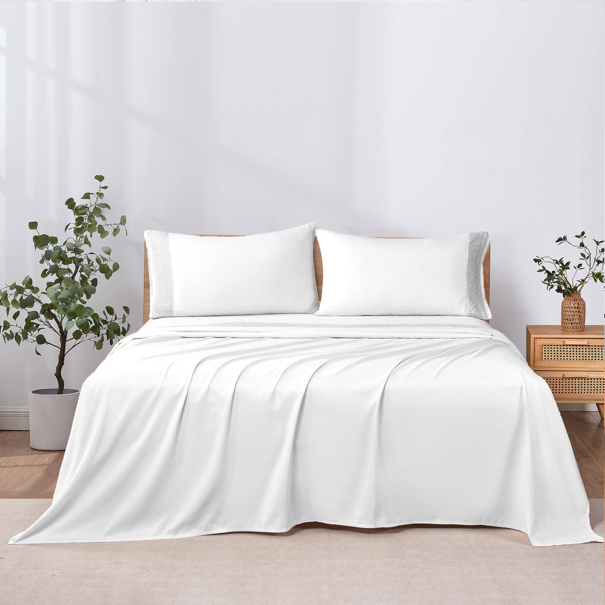 Skar Audio Soft Microfiber Crochet Lace Sheets Luxurious Bed Includes ...