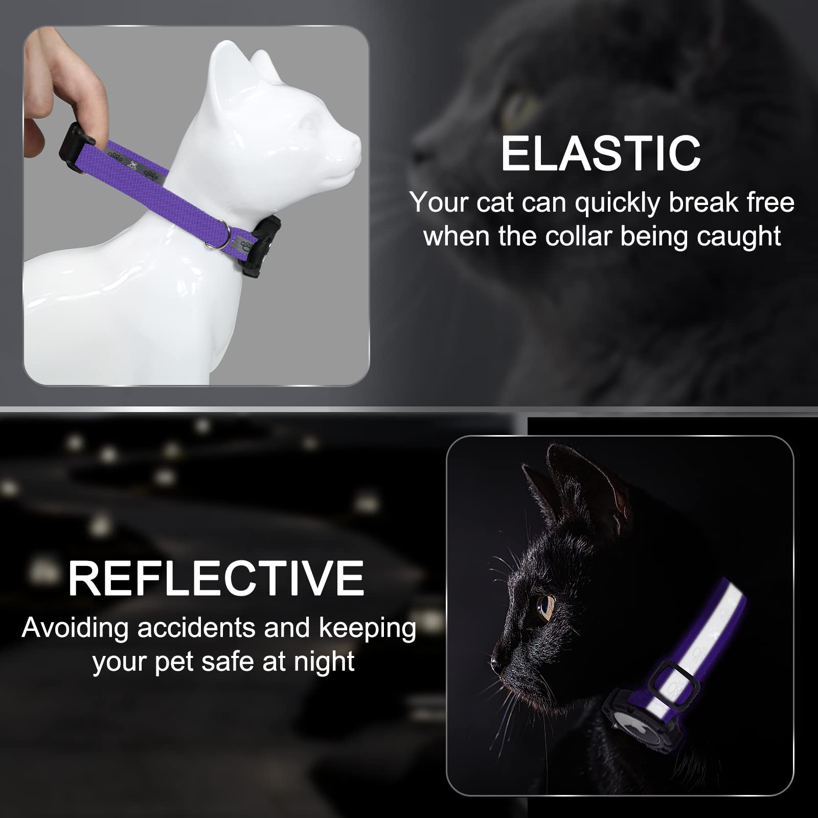 Leash Valley Refurbished Excellent Reflective Airtag Cat Collar ...