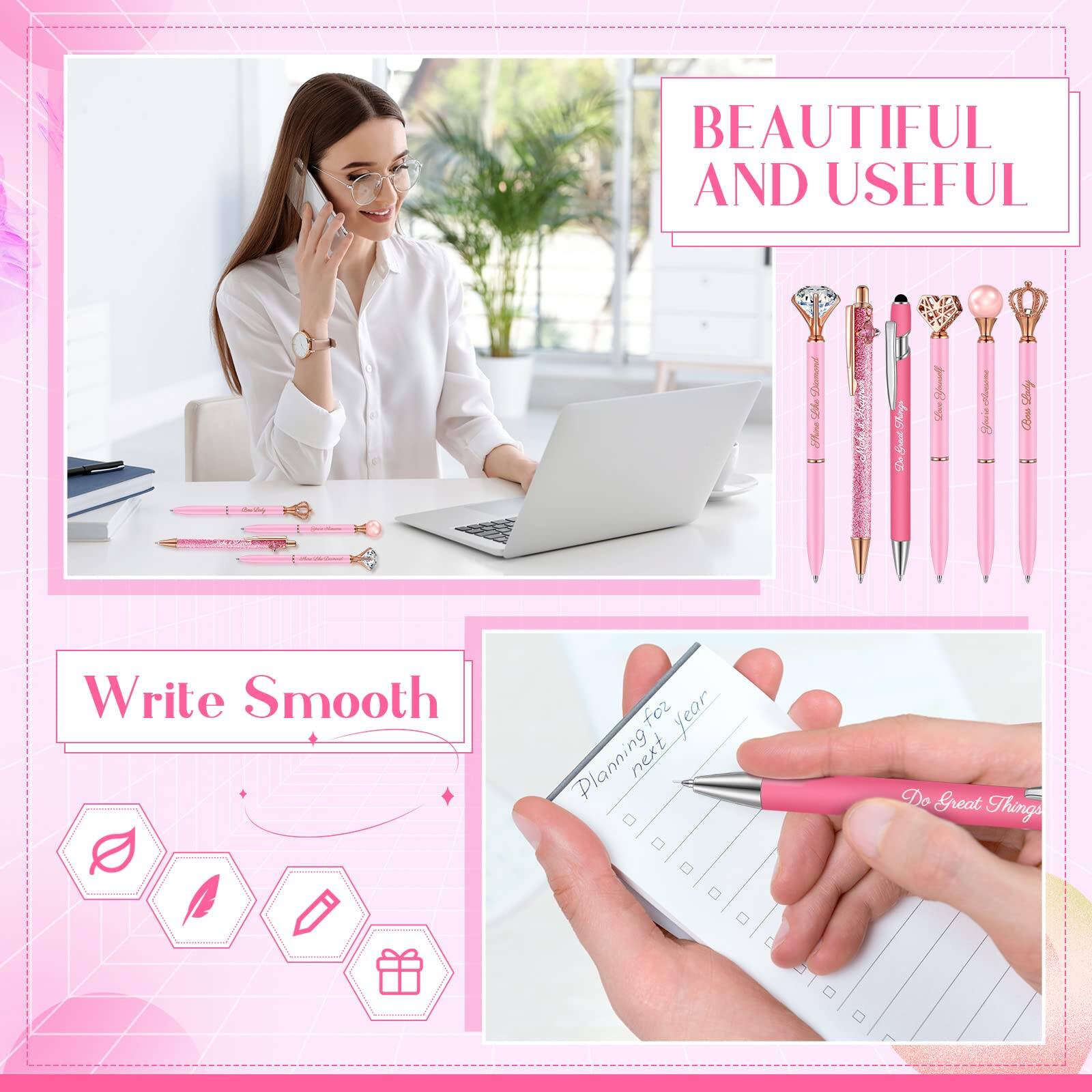Paradigms Interiors 6 Fancy Pens For Women Crystal Pen Journaling ...