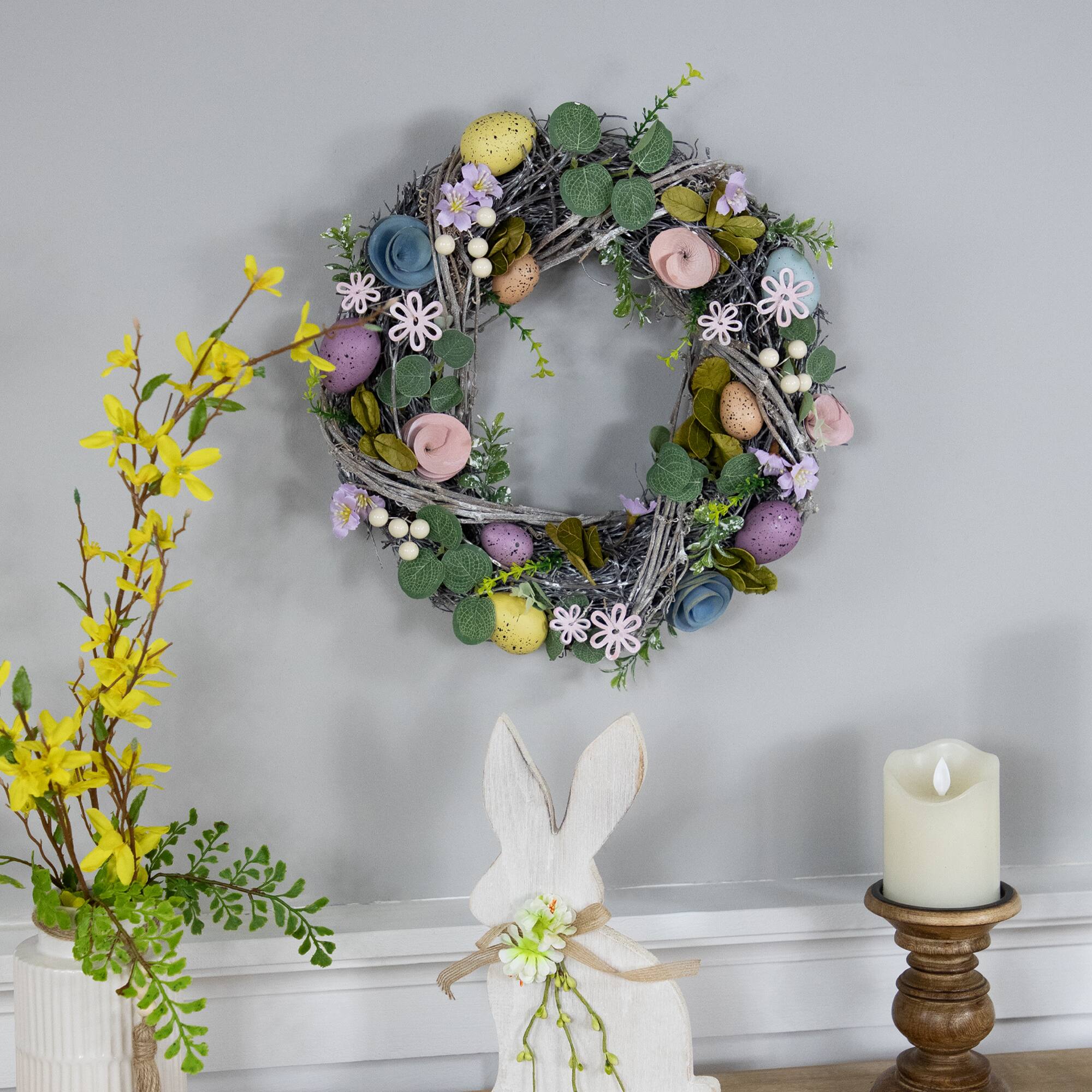 Northlight Speckled Eggs and Flowers Easter Wreath 13" Multi 35737314 ...