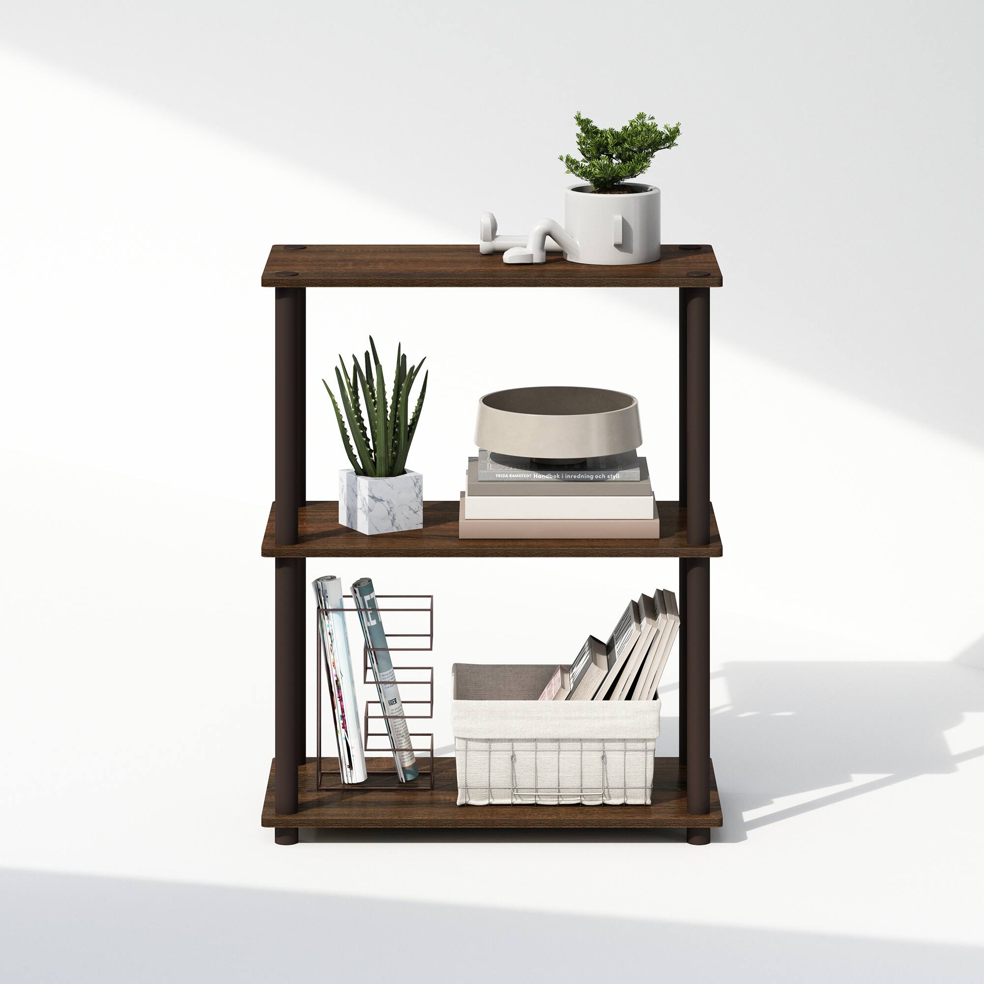 Furinno Turn N Tube 3 Tier Multipurpose Compact Display Rack, Shelving ...