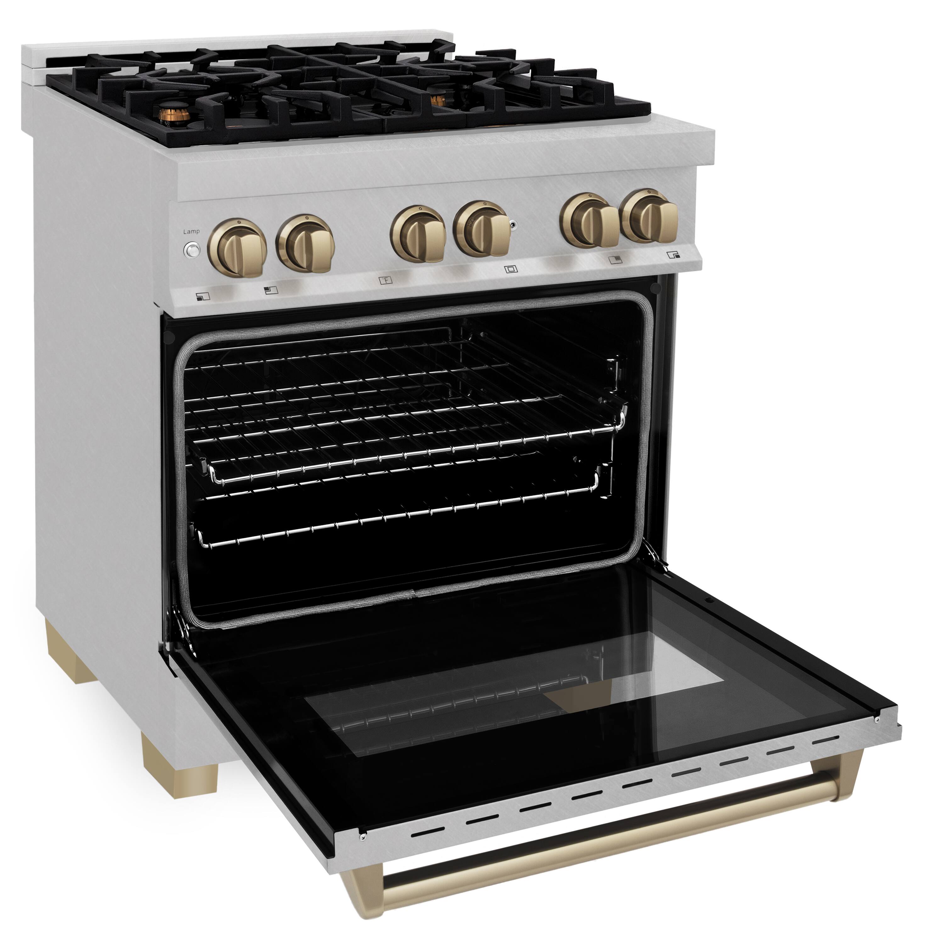 ZLINE Autograph 30" Legacy Dual Fuel Range in DuraSnow Steel & Bronze ...