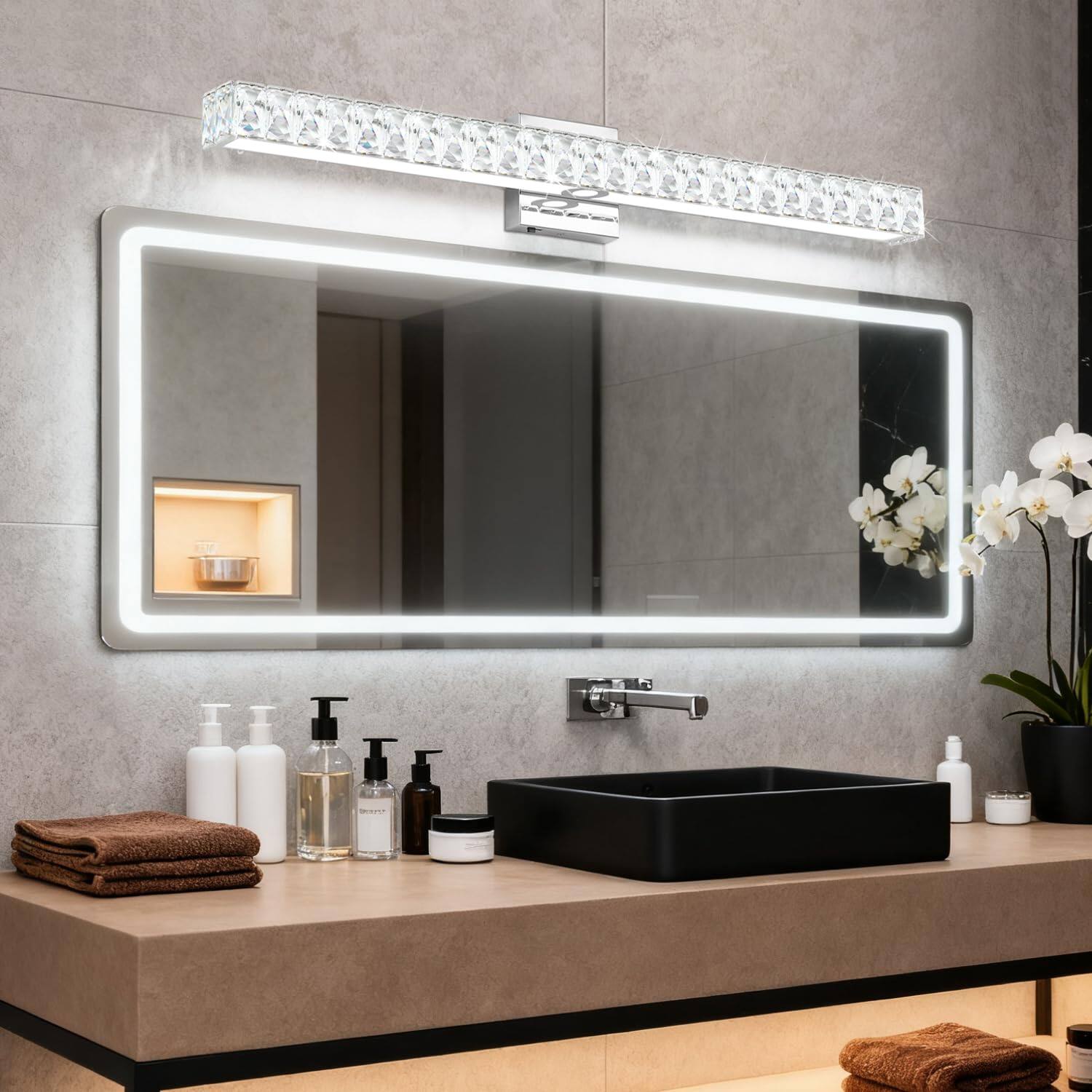 METALTON Crystal Bathroom Lighting Fixtures Over Mirror Led Vanity ...