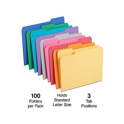 Staples Reinforced File Folders, 1/3 Cut Tab, Letter Size, 100/Box ...