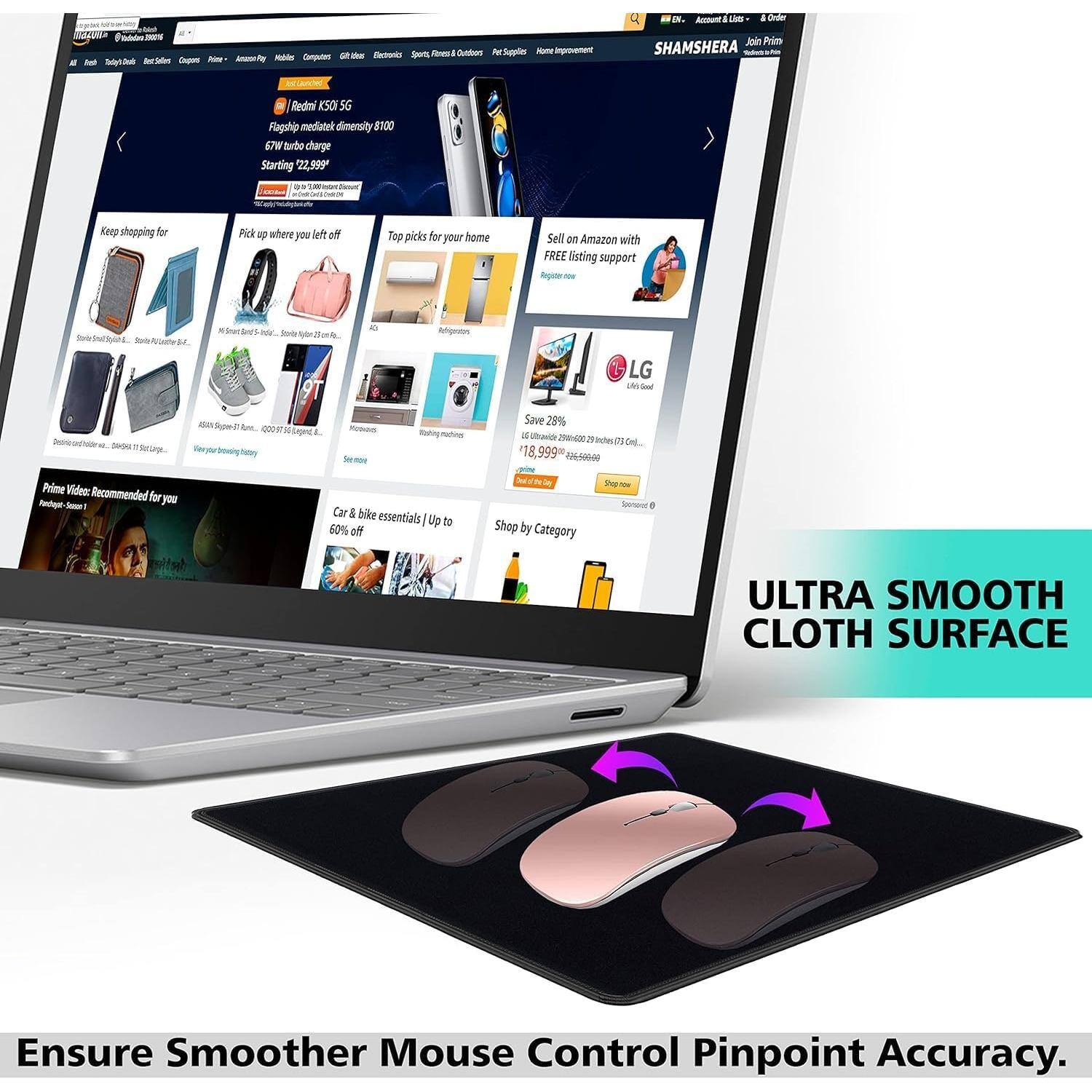 Comfort Essence Mouse Pad With Stitched Edges Non slip Rubber Base ...