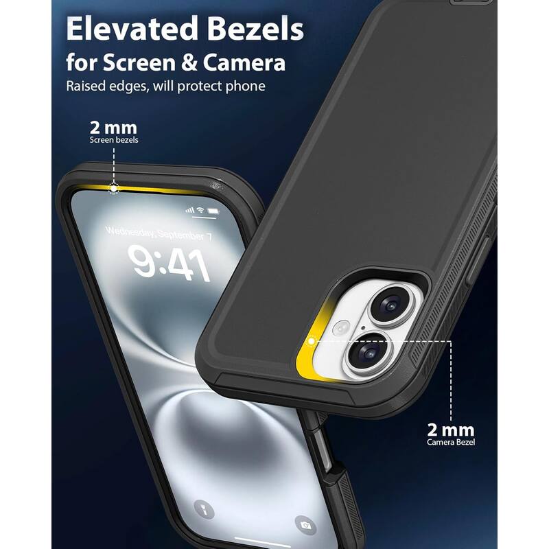 Entronix iPhone 16 Bundle Heavy Duty Case with 2 Clear Screen ...