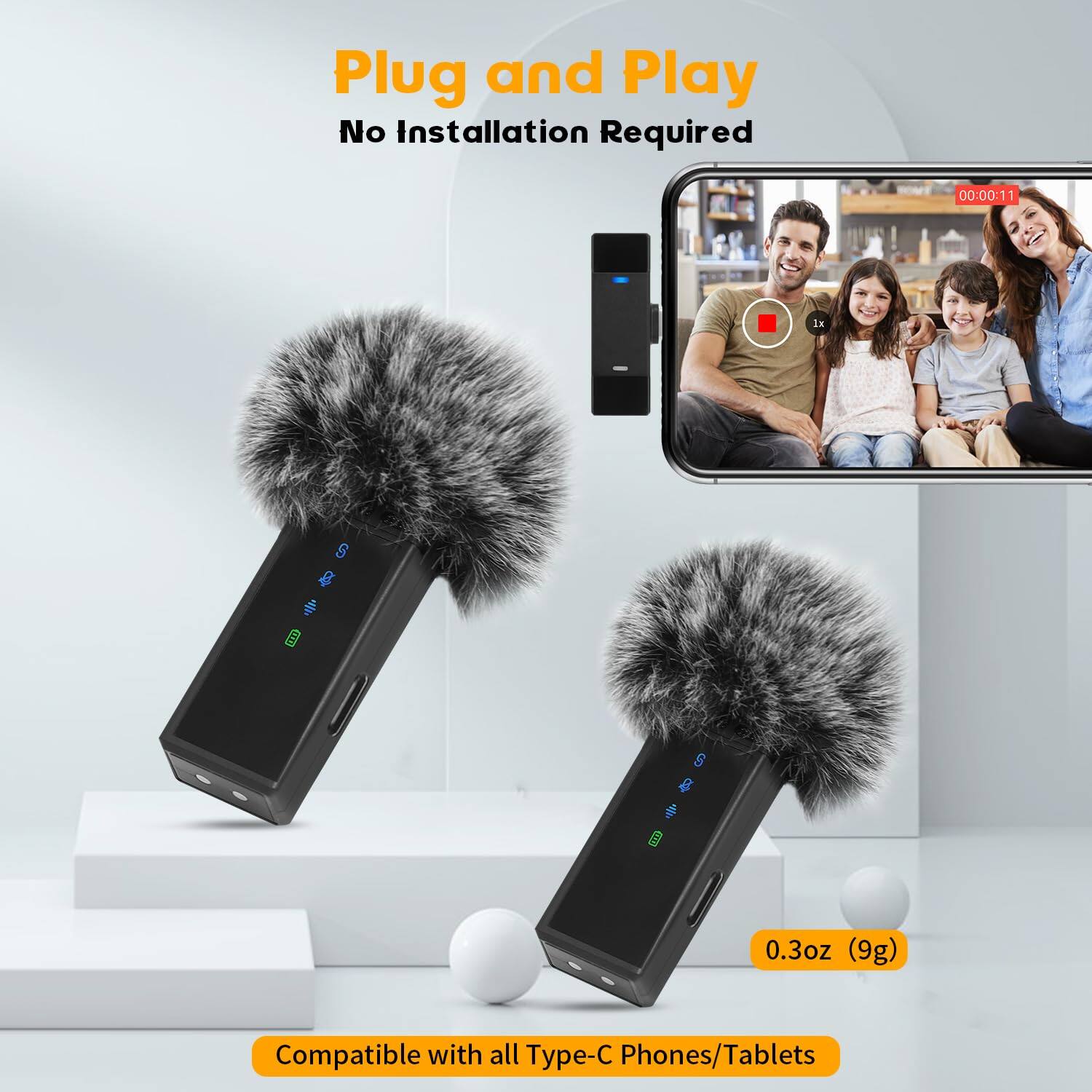 PO3TICJUNKI3 Wireless Lavalier Microphone With Charging Case For Type C ...