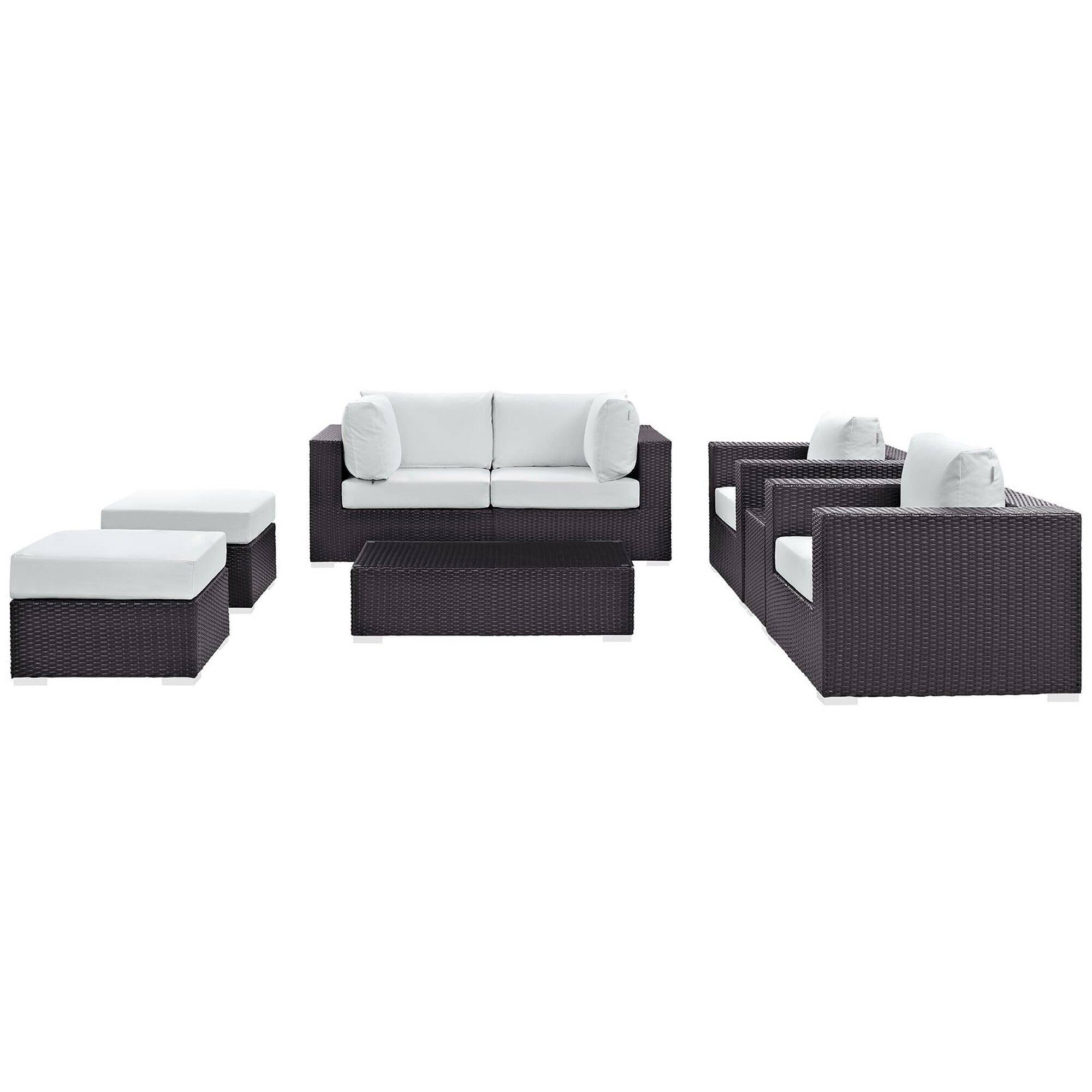 Modway Convene 8 Piece Outdoor Patio Sectional Set Cushioned Modular ...