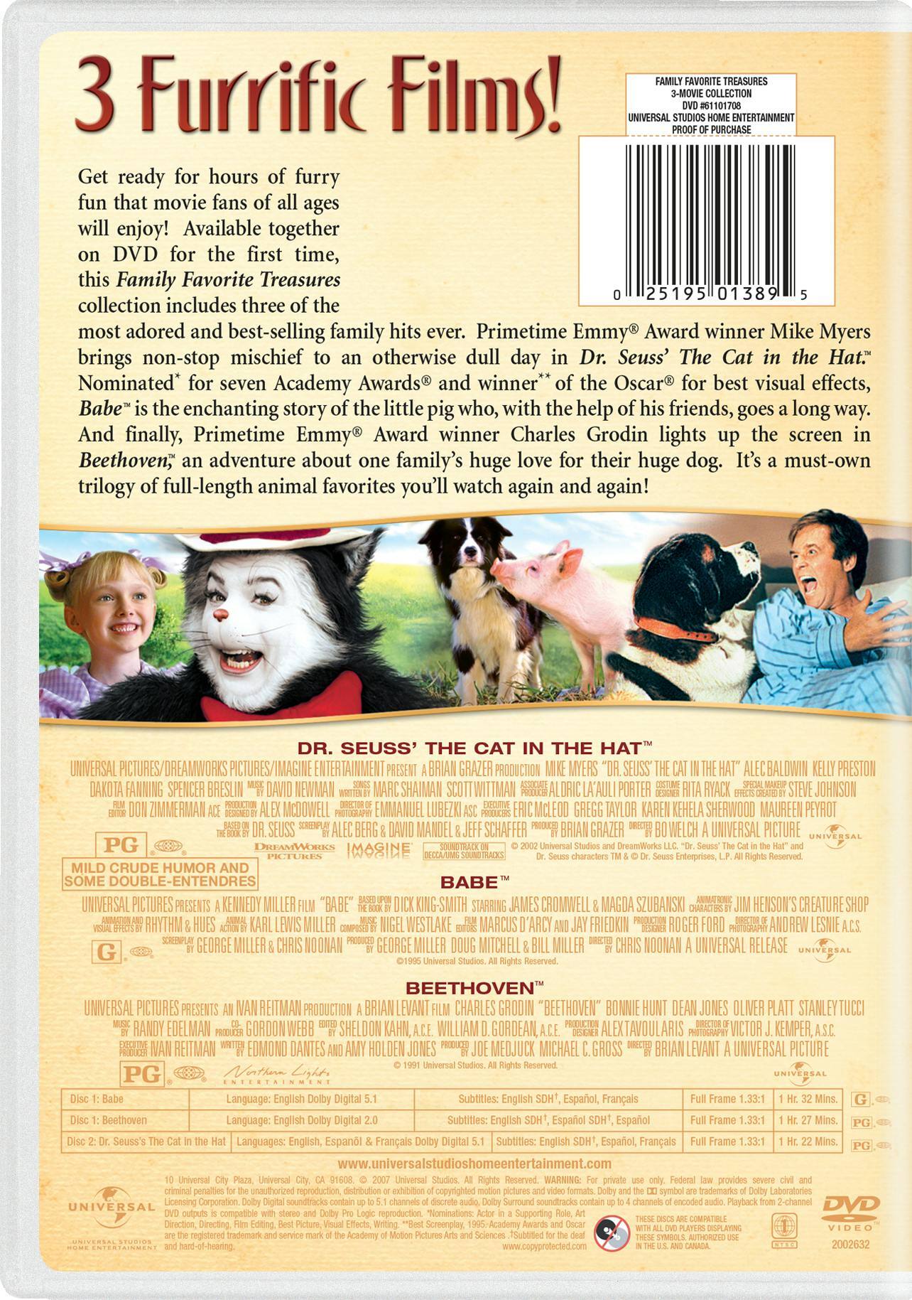 Dr Seuss: The Cat in the Hat/Babe/Beethoven (DVD Full Screen) [DVD ...