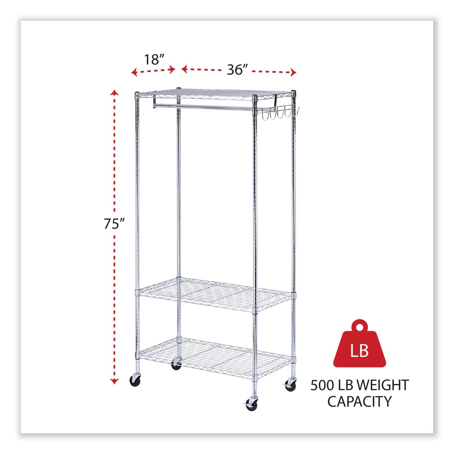 Alera Wire Shelving Garment Rack, 30 Garments, 36w X 18d X 75h, Silver ...