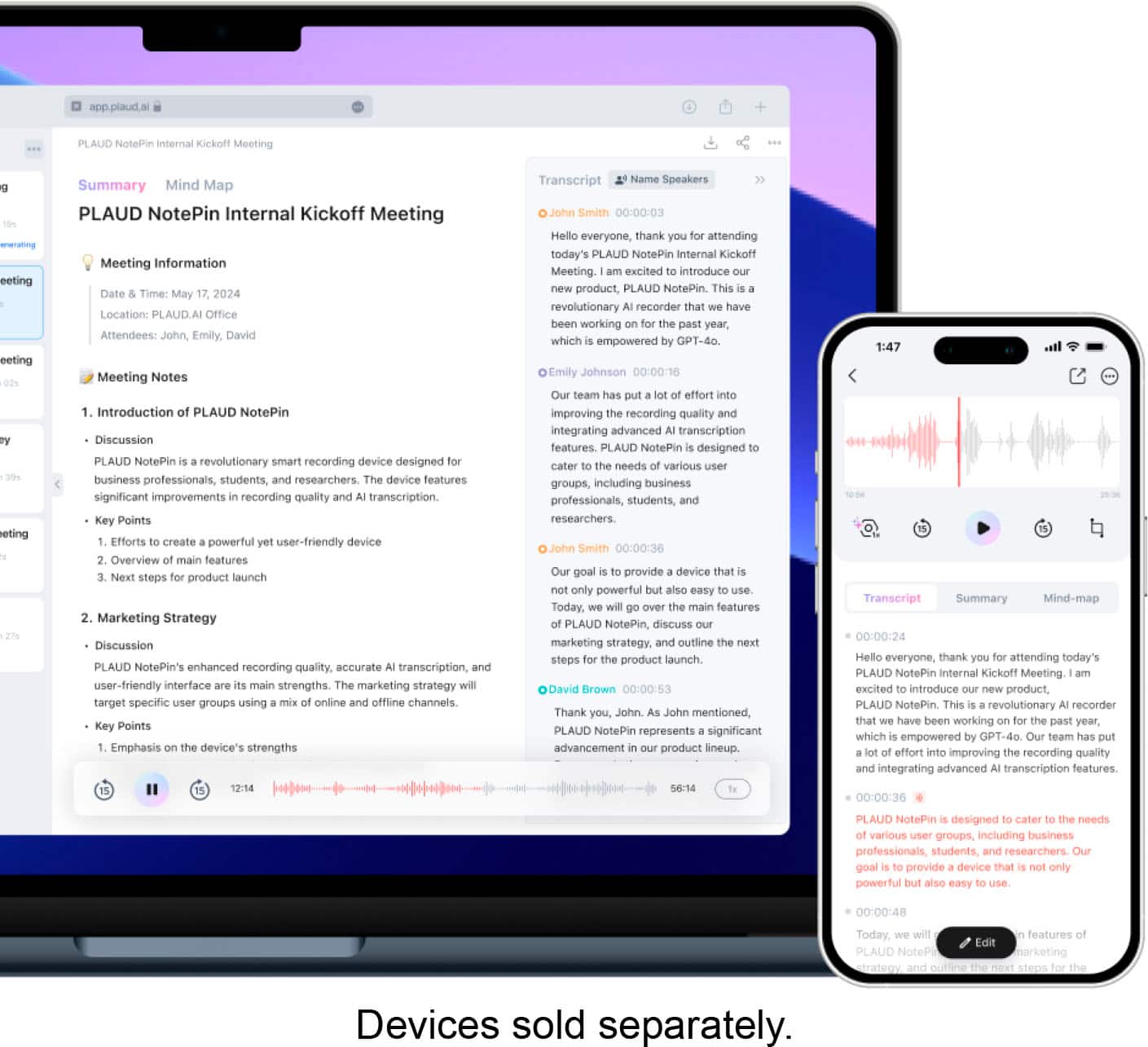 PLAUD AI NotePin Memory Capsule Voice/Audio Recorder Cosmic Grey NP-64G ...