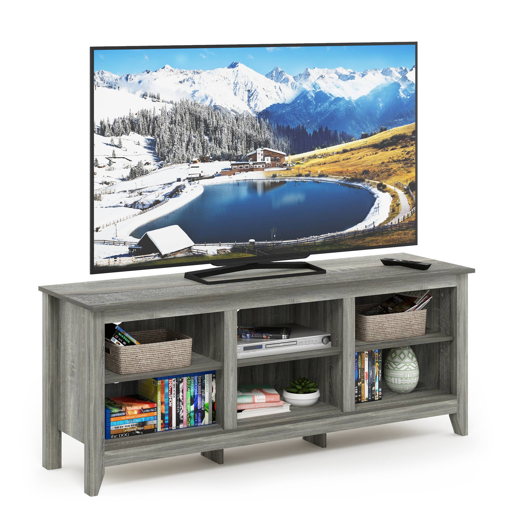 Furinno JENSEN TV Stand, TV Entertainment Center with Shelves, TV ...