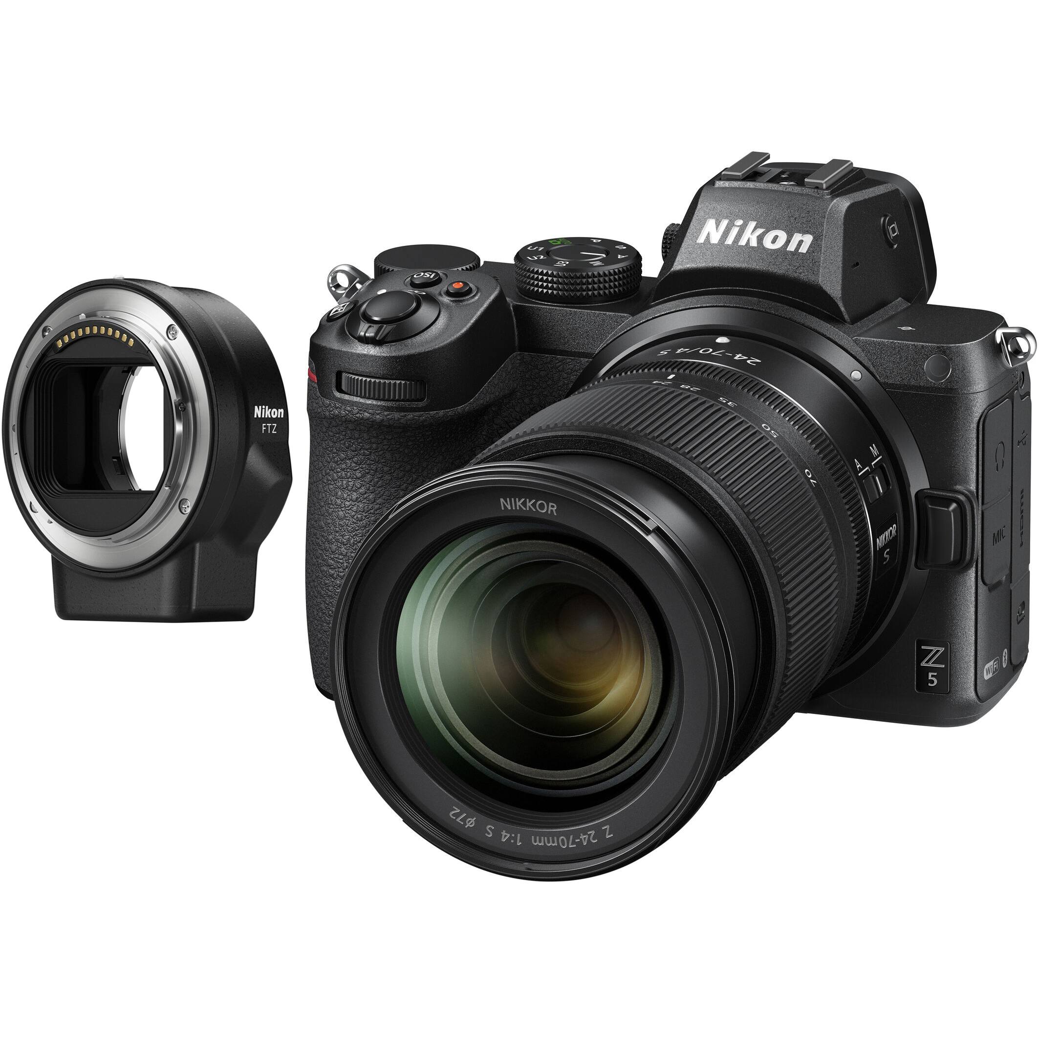 Nikon Z5 Mirrorless Full Frame Camera + 24 70mm f/4 S Lens + FTZ Mount ...