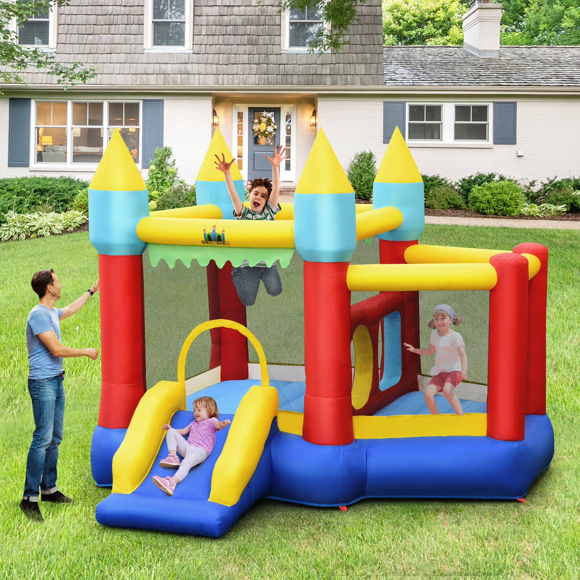 Gymax Inflatable Bounce House Slide Jumping Castle w/ Tunnels Ball Pit ...