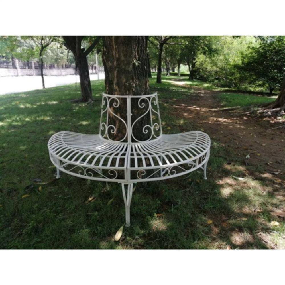 Hivvago Half Circle Outdoor Powder Coated Aluminum Tree Bench White ...