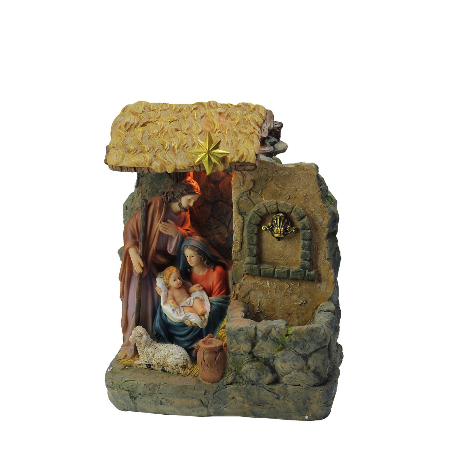Northlight 14" and Gray Holy Family Religious Nativity Fountain with ...
