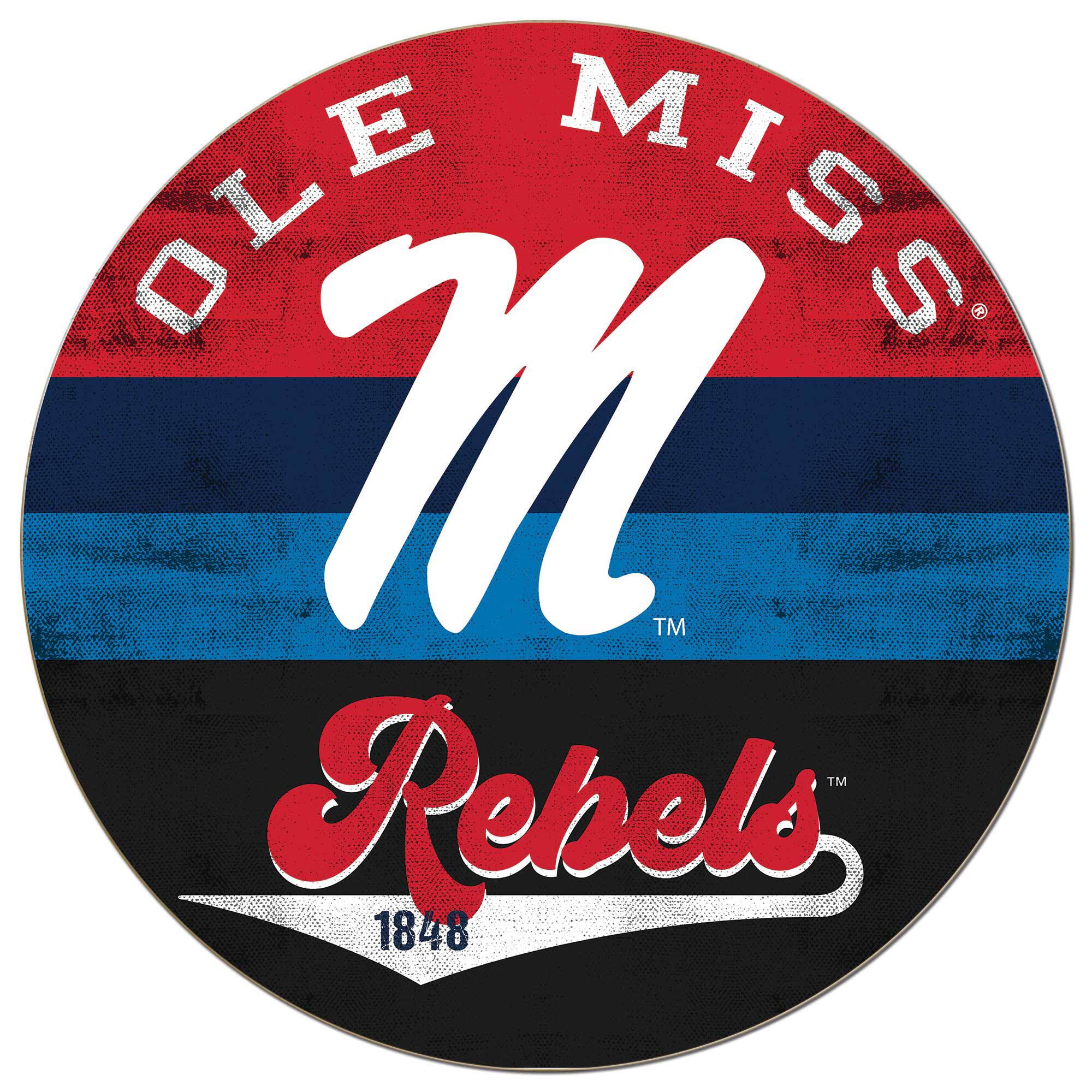 Jardine Ole Miss Rebels 20'' x 20'' Retro Logo Circle Sign Red 4939649 ...