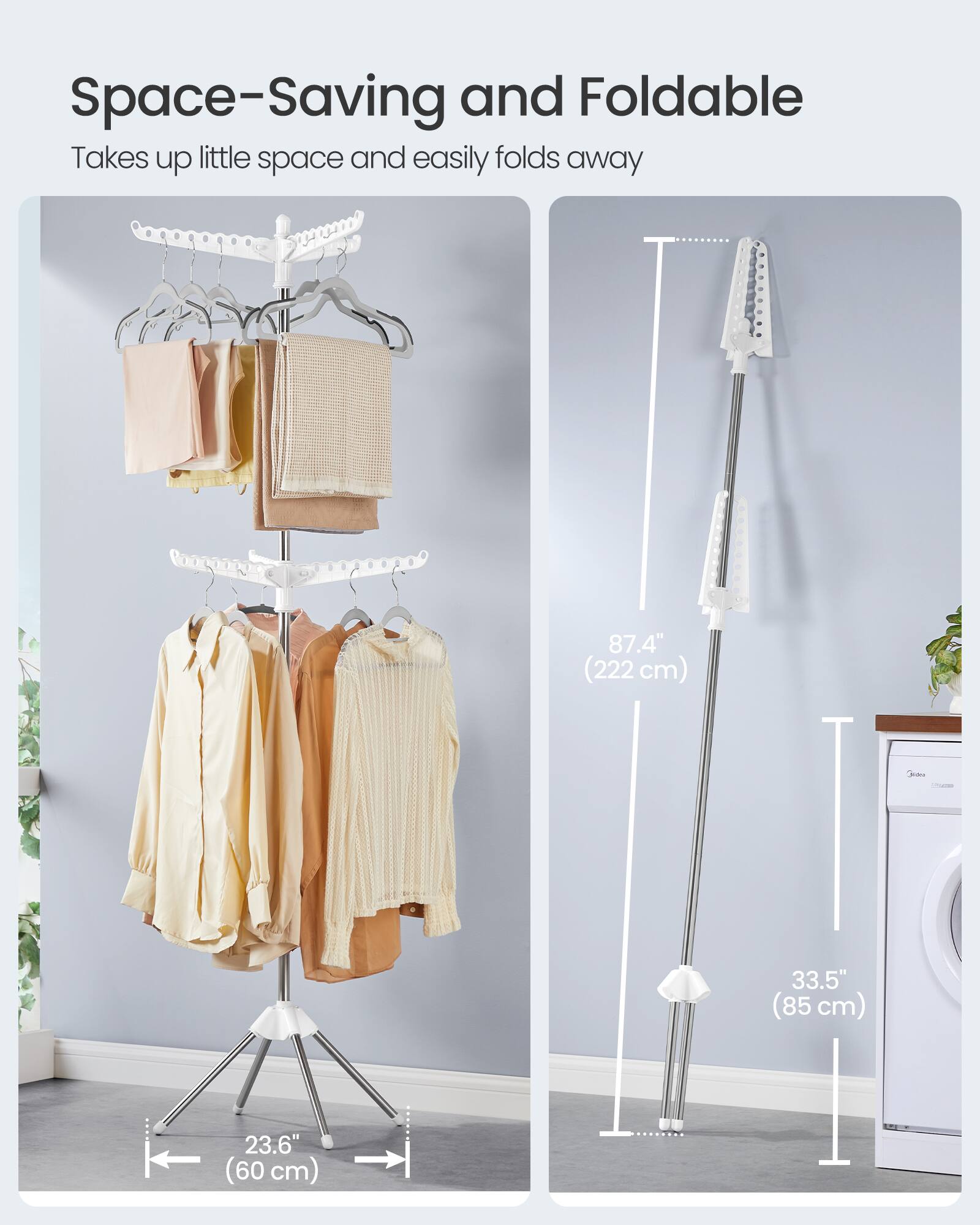 Songmics Home 2 Tier Clothes Drying Rack, 75.2 Inch Folding Laundry ...