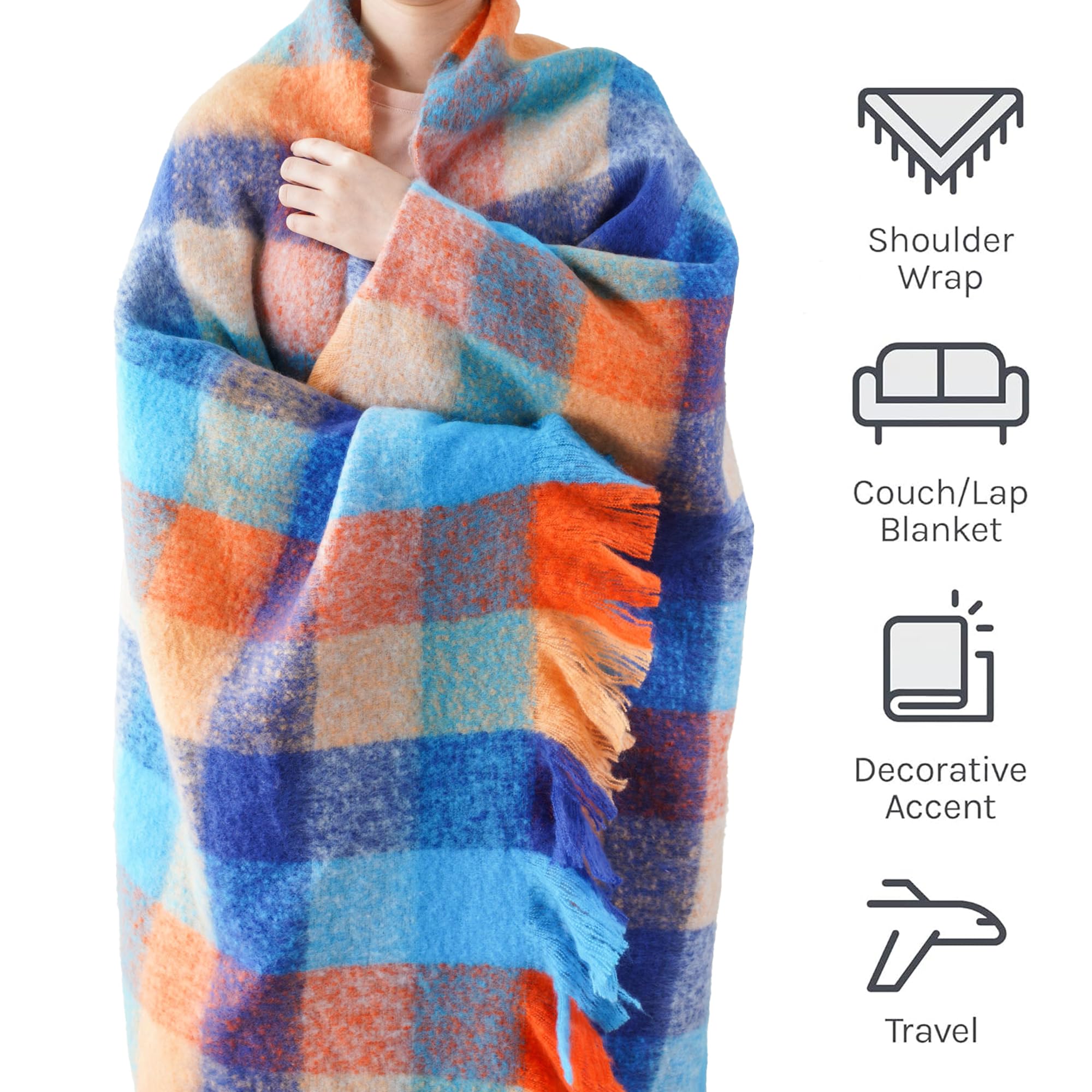 Dapper Styles Plaid Throw Blanket For Couch Bed Fall With Vibrant Super ...