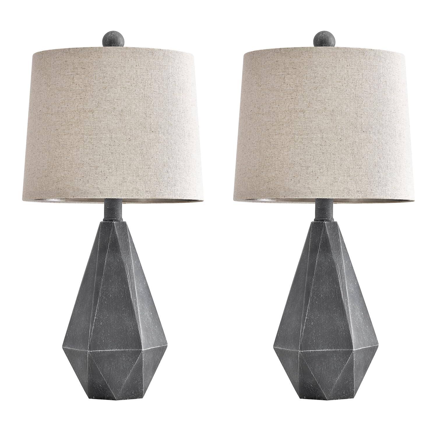 HM 1810 PoKat Rustic Farmhouse Table Lamp Sets Living Room Bedroom Deep ...