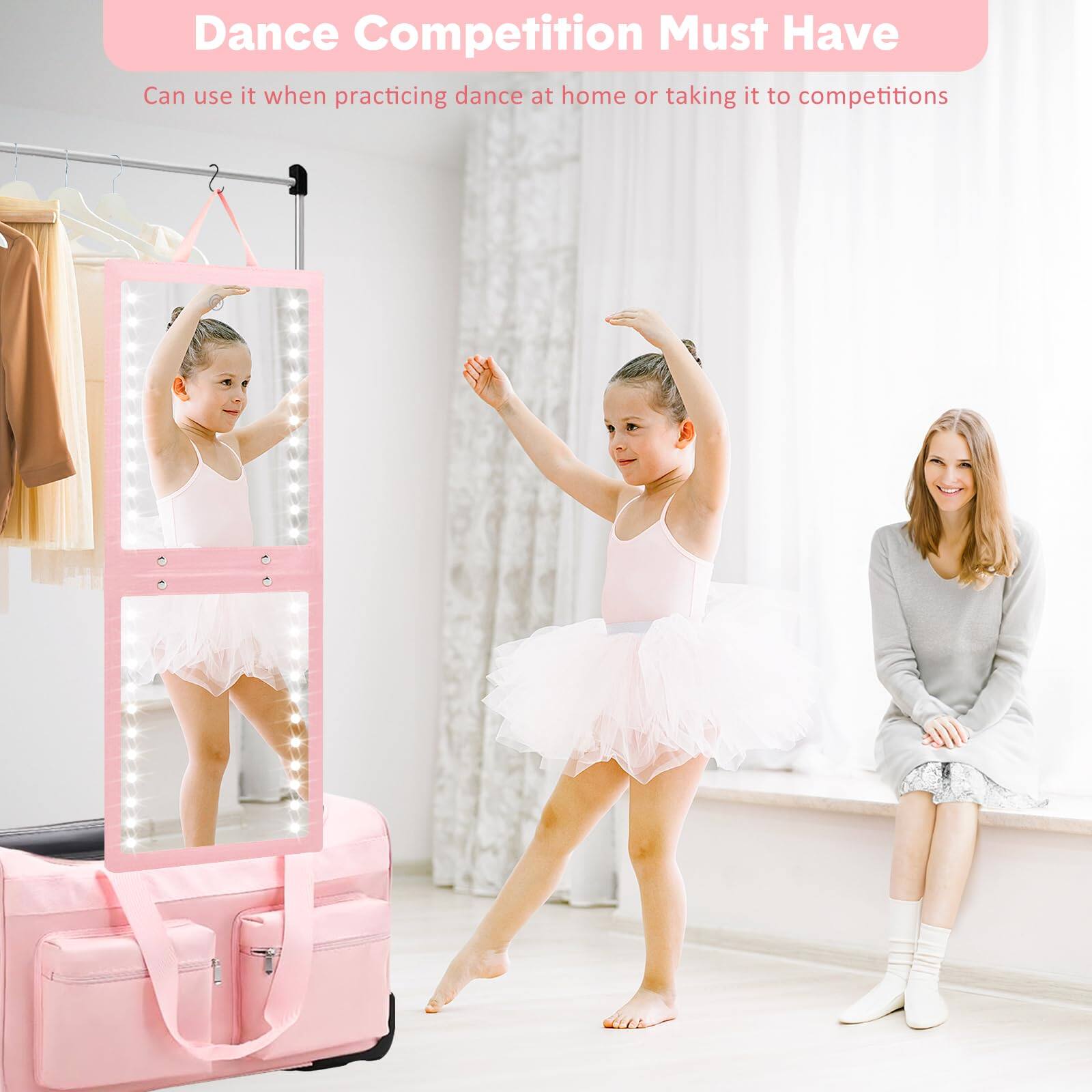 Pacoar Cade Lighted Hanging Mirror For Dance Backstage Rechargeable ...