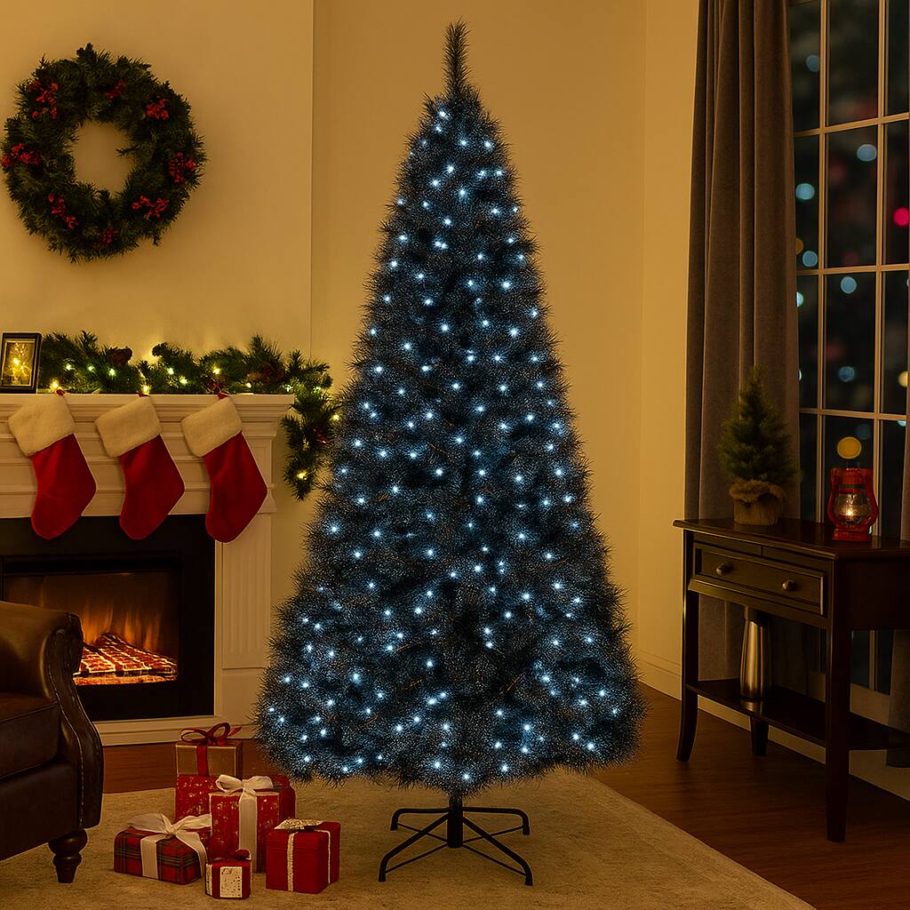 BreeBe Pre Lit Christmas Tree – 6/7/8ft with PVC Branches and Cool ...