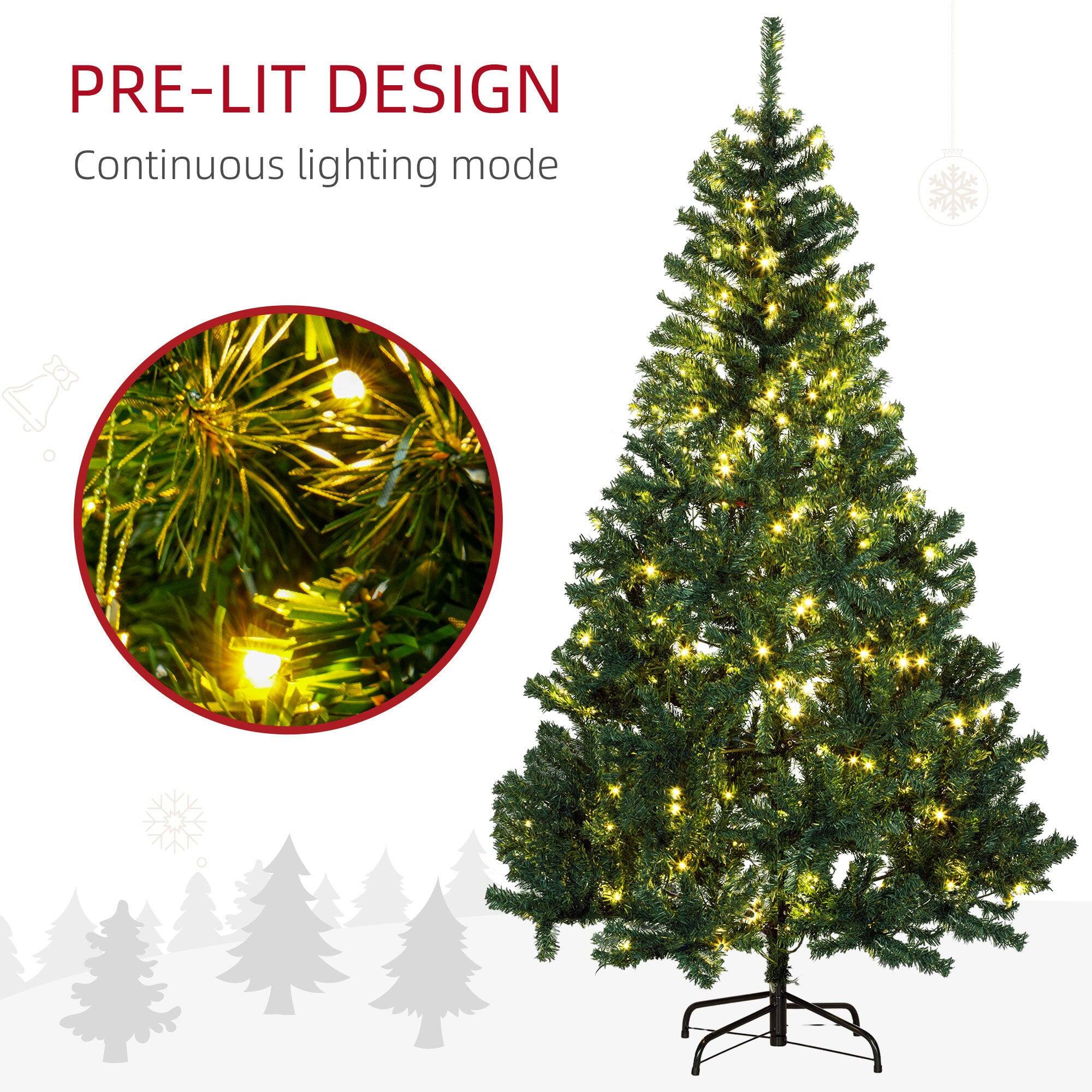 BreeBe 6 ft Tall Prelit Christmas Tree Douglas Fir Artificial Christmas ...