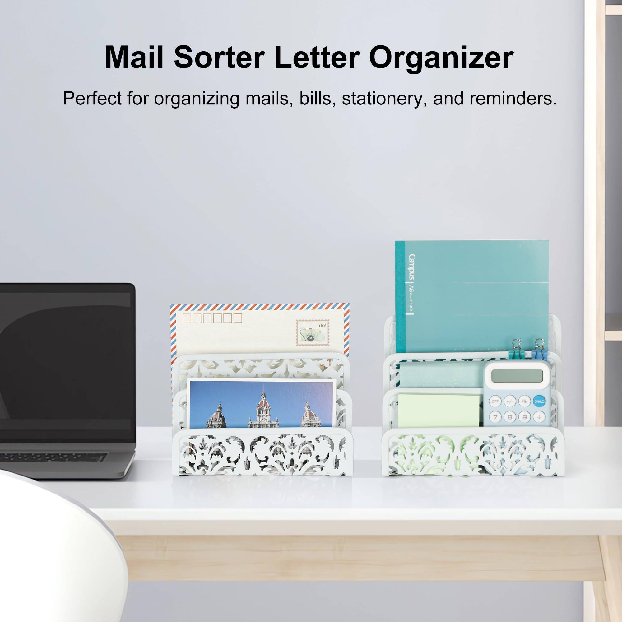 Dapper Styles Mail Organizer With Hollow Floral Design Metal Desktop ...