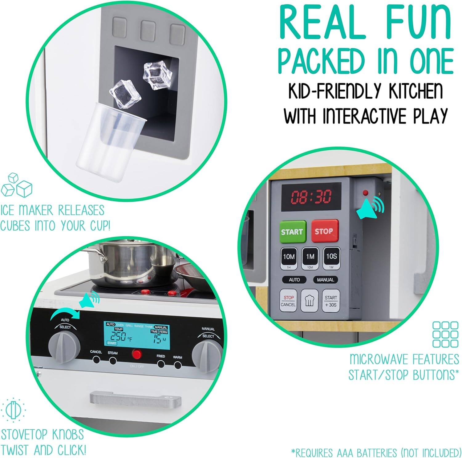 Lil' Jumbl Small Kids Kitchen Playset, Pretend Kids Wooden Kitchen with ...