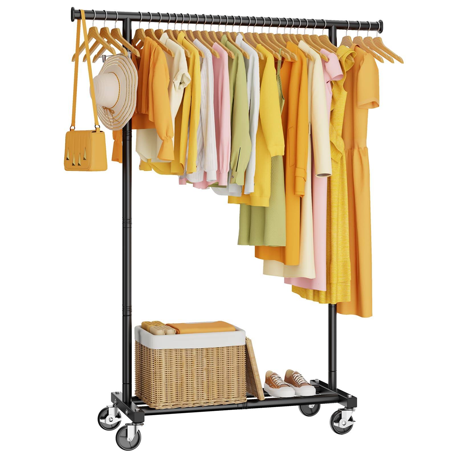 Refined Abode Design Clothes Rack Clothing For Hanging Rolling Garment ...