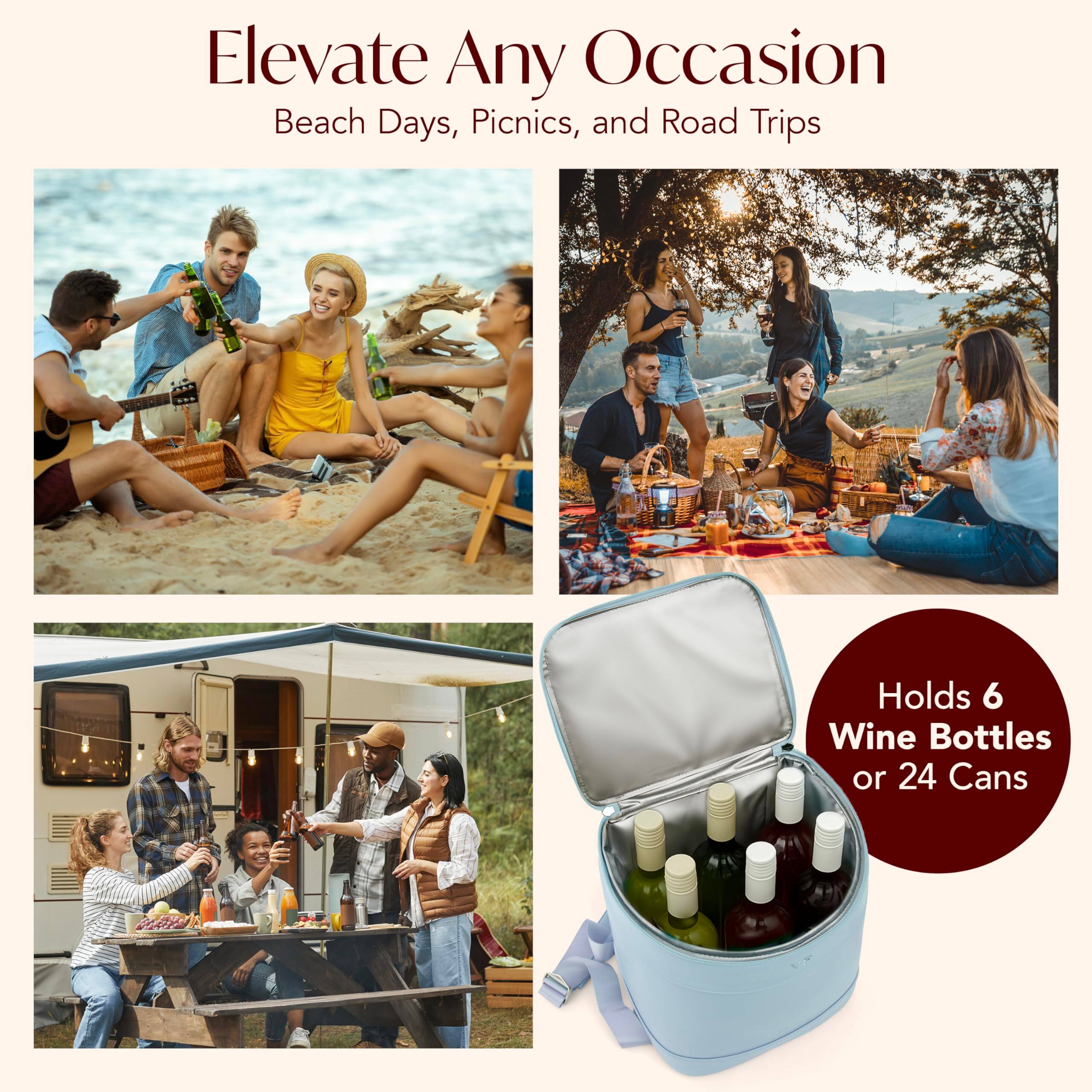 Live At Space Insulated Cooler Backpack With 2 Stainless Steel Wine ...