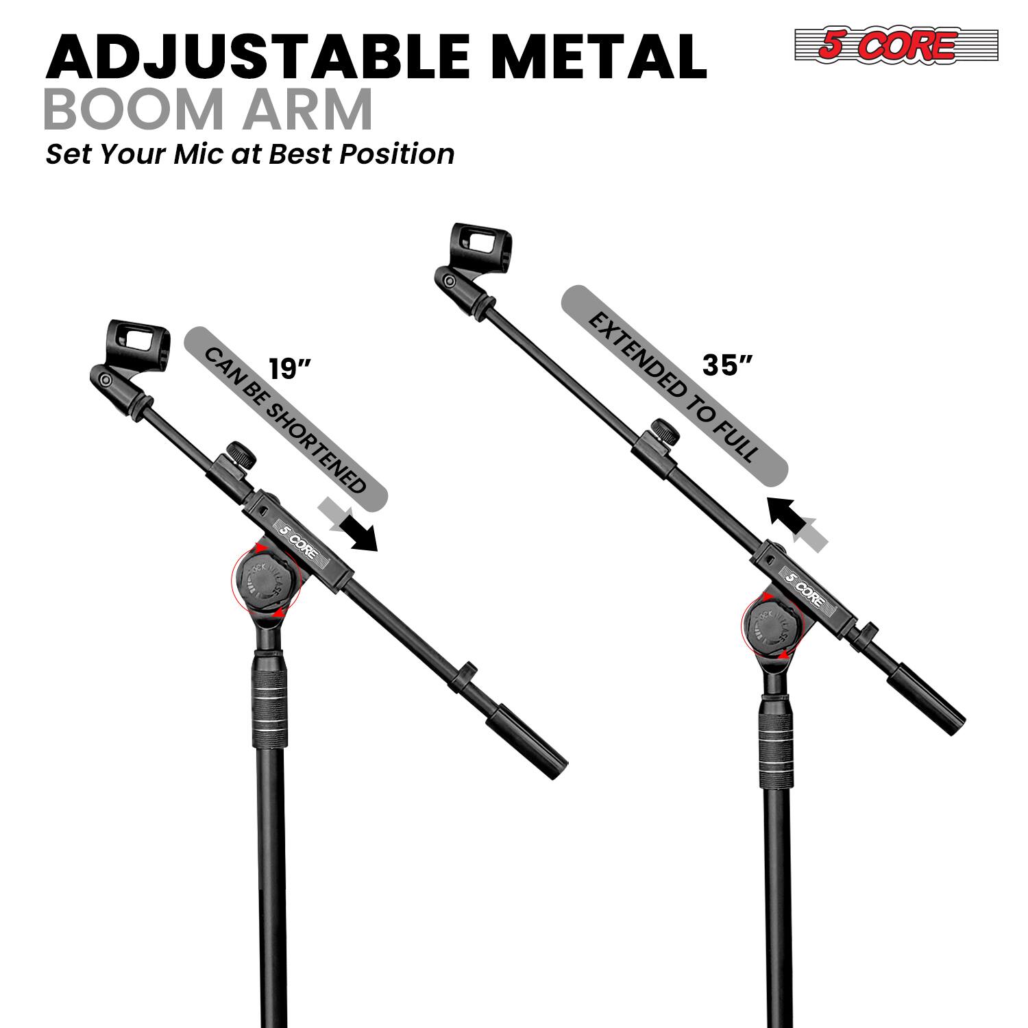 5 CORE Mic Stand 2Pcs Adjustable Microphone Stands Floor w 180 ...