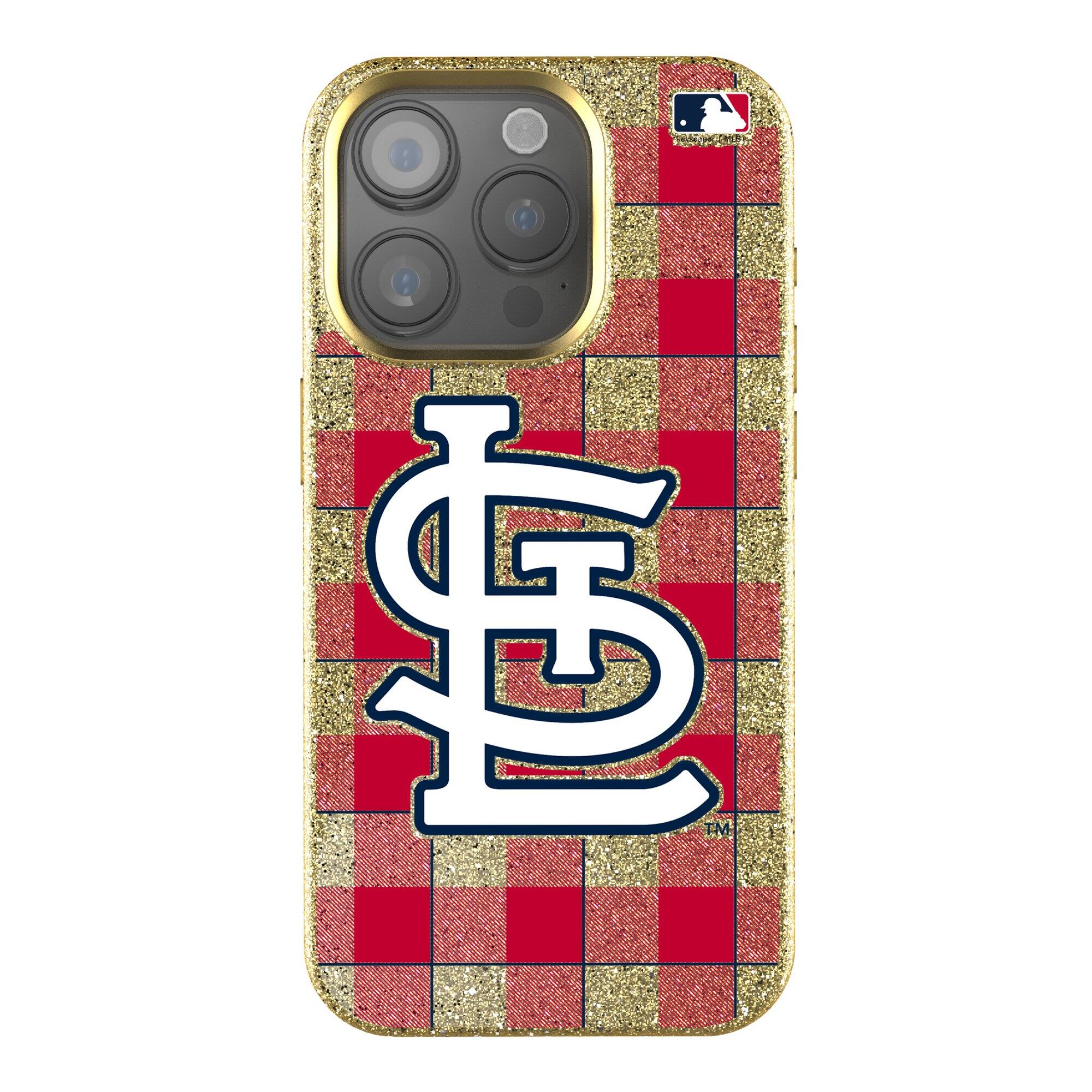 Keyscaper MLB St. Louis Cardinals Plaid Bling iPhone Case 14 Plus Gold ...