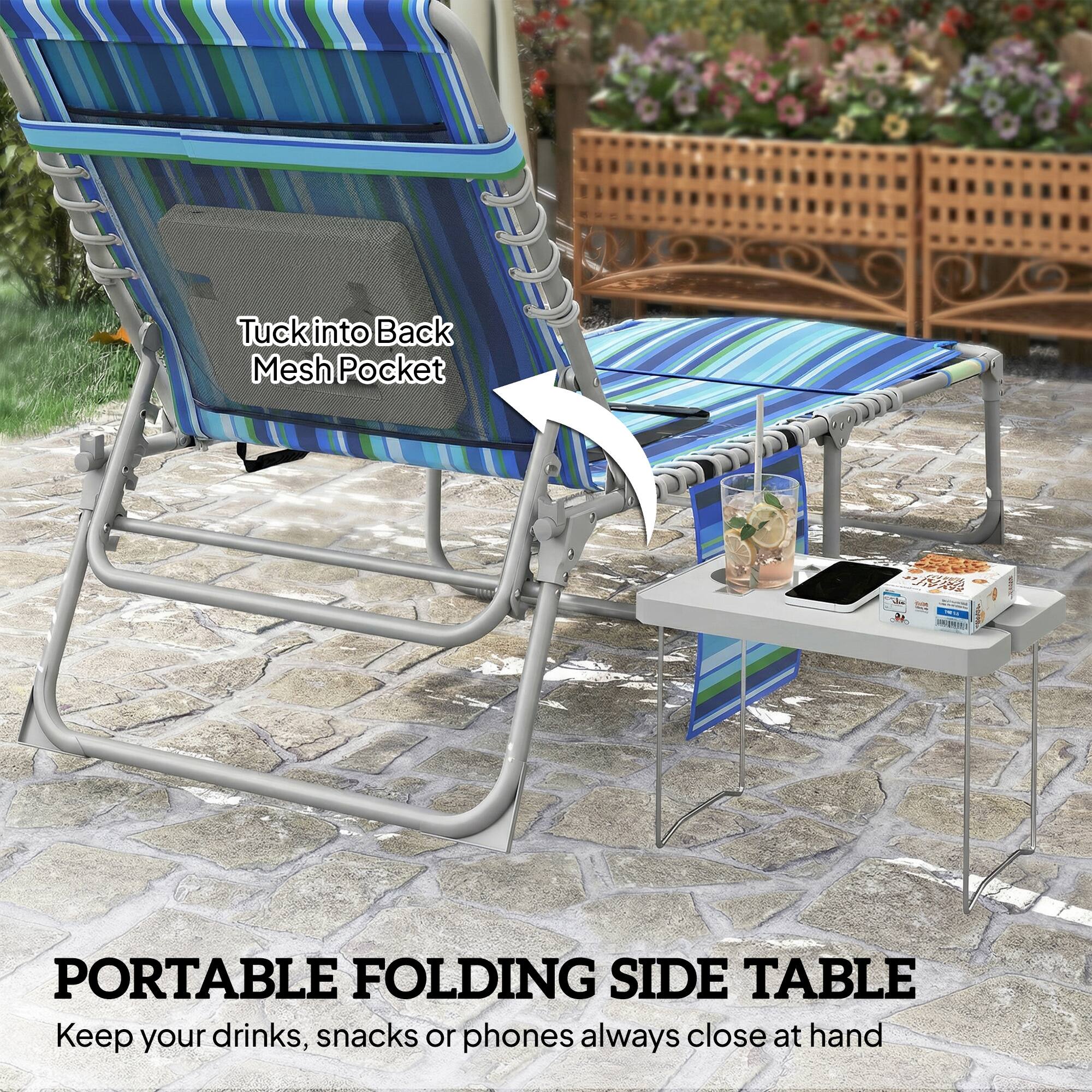 Outsunny Chair with Face Hole and Side Table, 5 Position Folding ...