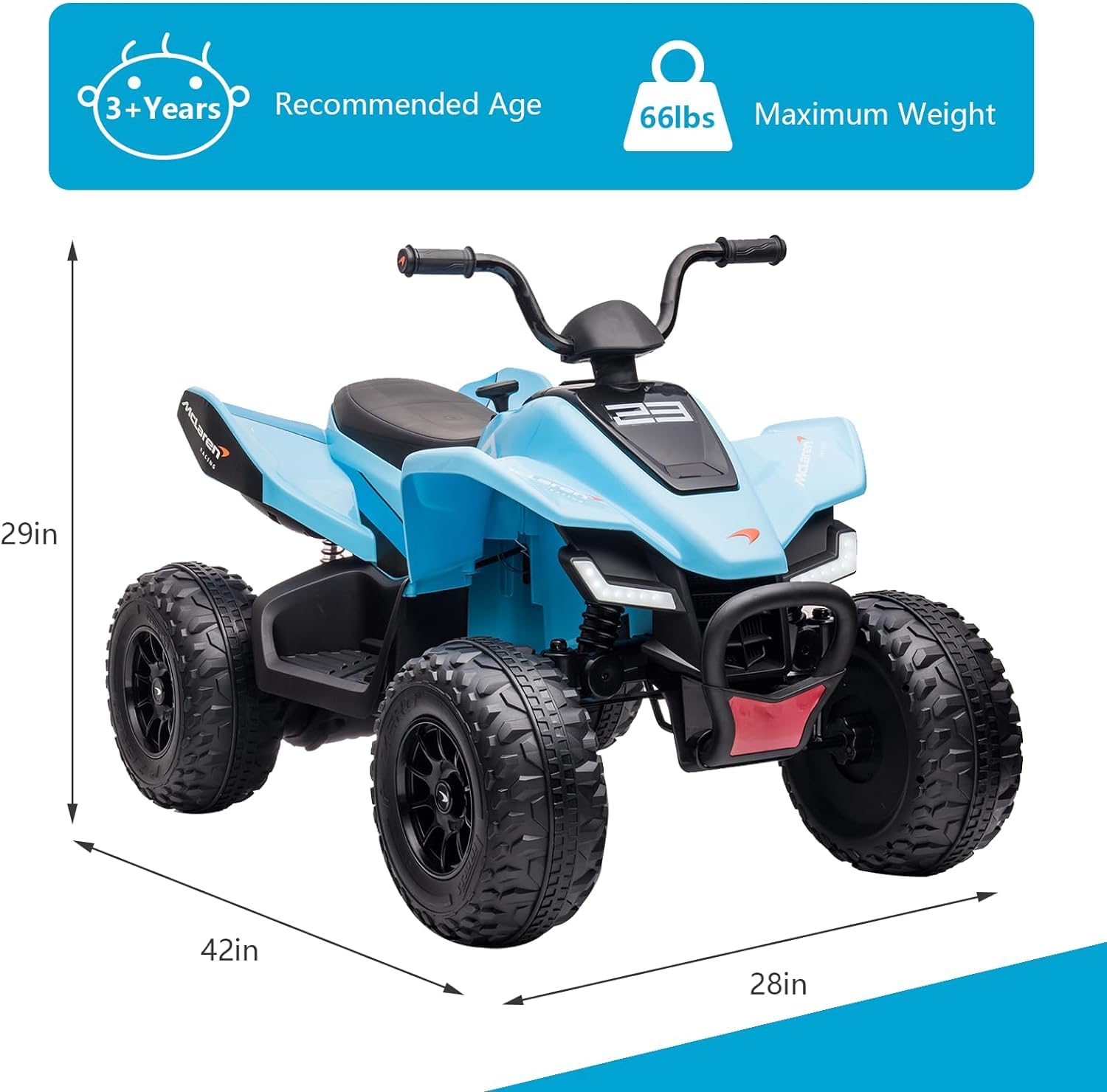 Maxxis Merch Licensed McLaren 24V Kids ATV 4 Wheeler Electric Ride On ...