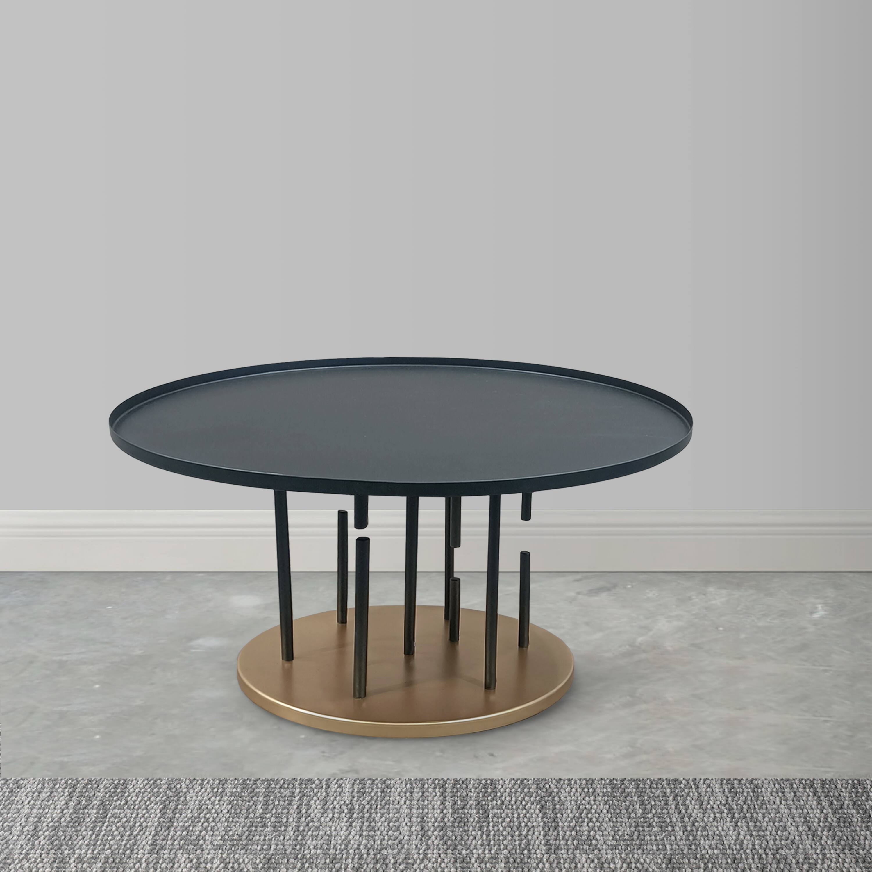 Manhattan Lane Neci 31 Inch Coffee Table, Round Tray Top, Modern Rod ...