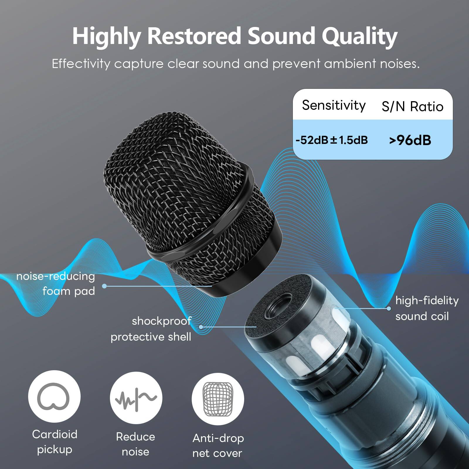 Dazzling Pops Uhf Wireless Microphone System Set Metal Cordless ...