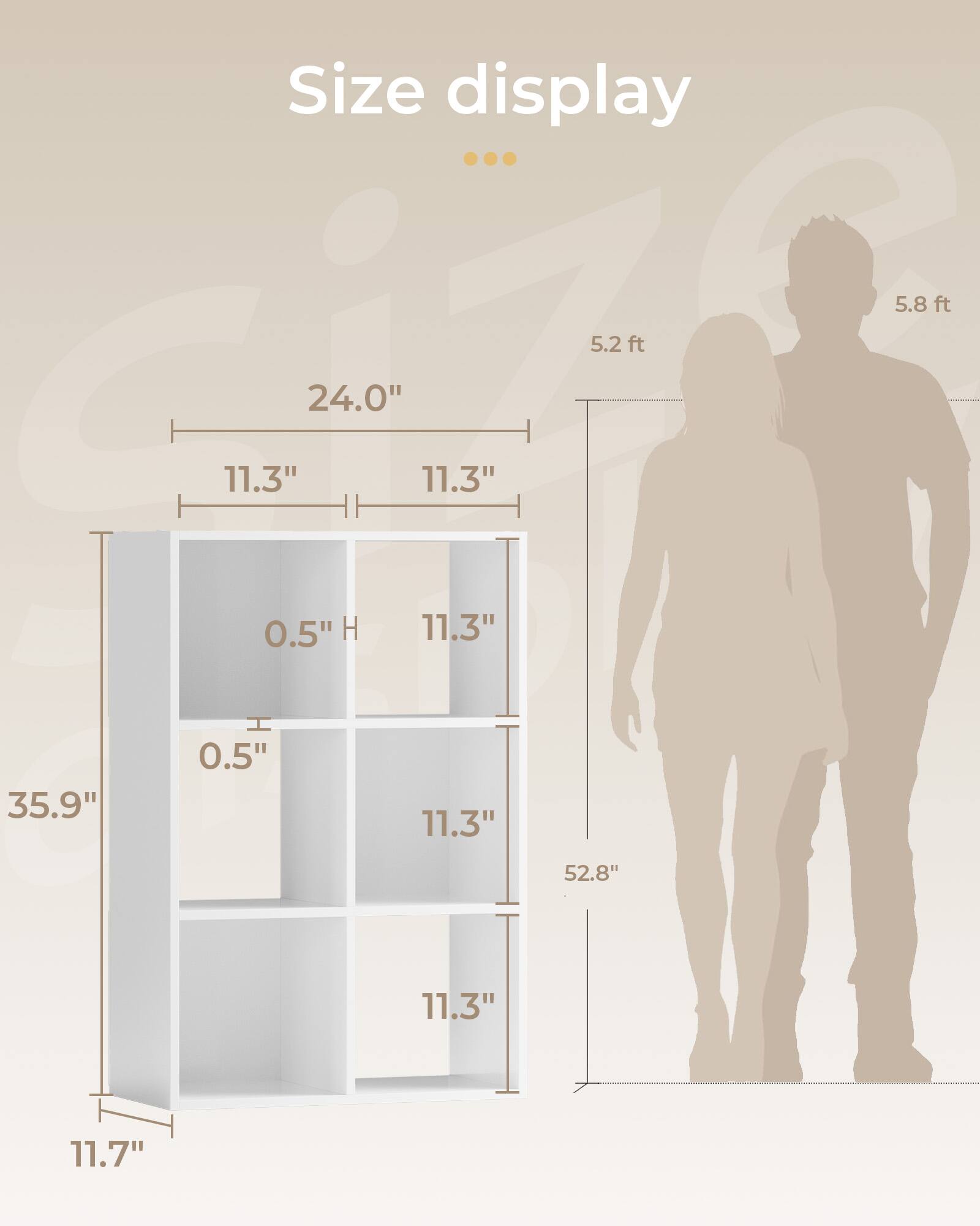 GTPlayer 6 Wood Cube Storage Organizer 11 In Cube Storage Bookshelf Vertical or Horizontal White ...