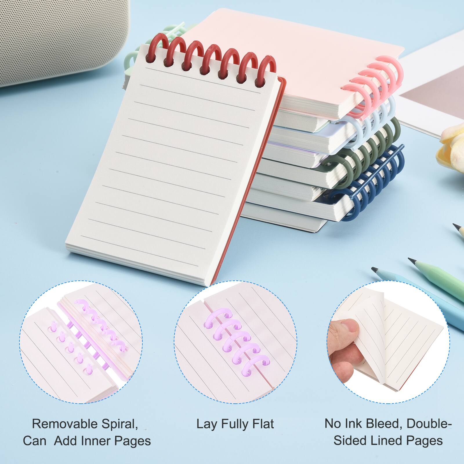 Unique Bargains 2pcs 3x5 Inch Aesthetic Pocket Notebooks, Removable ...