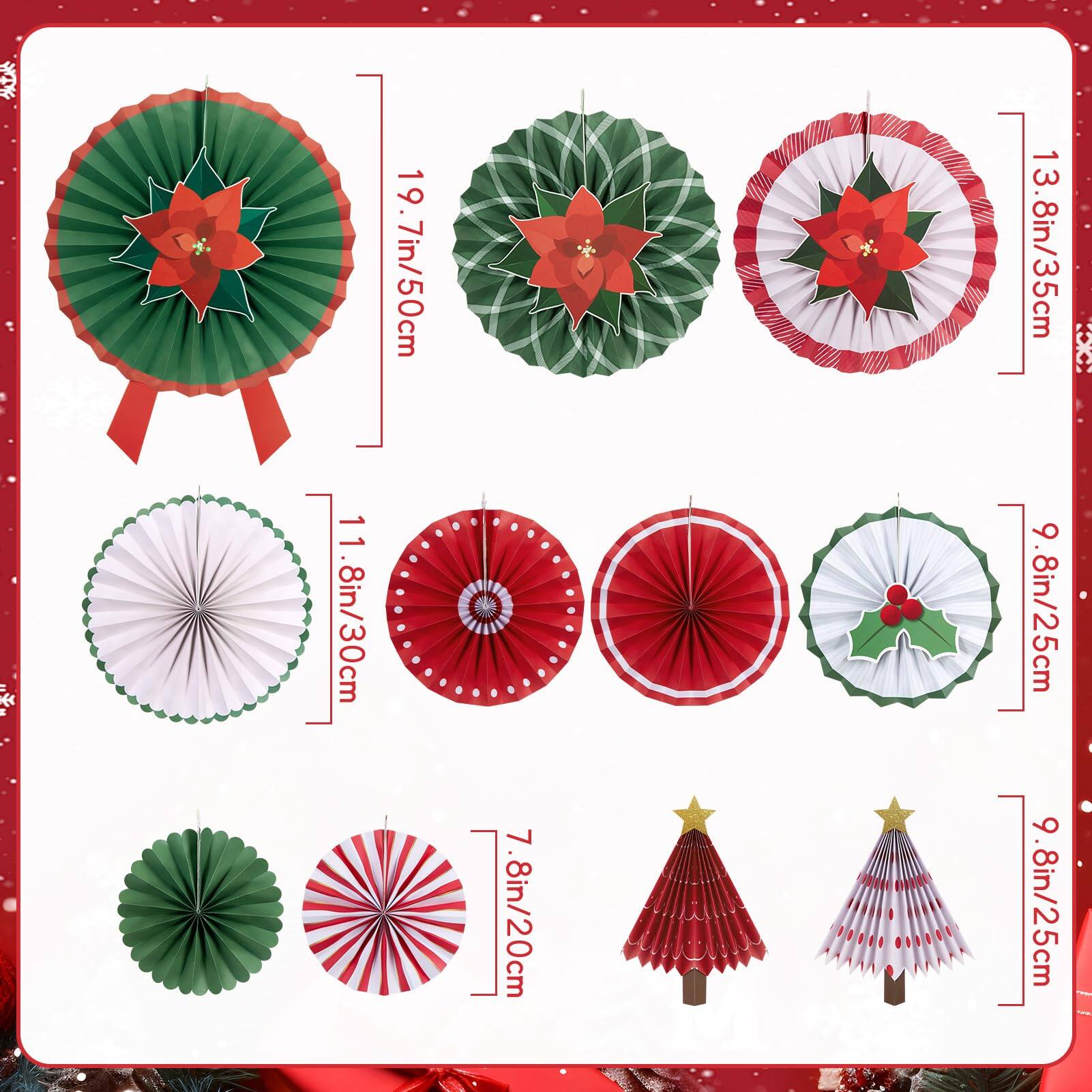 Paradigms Interiors 15cs Vintage Christmas Hanging Fans With Poinsettia ...